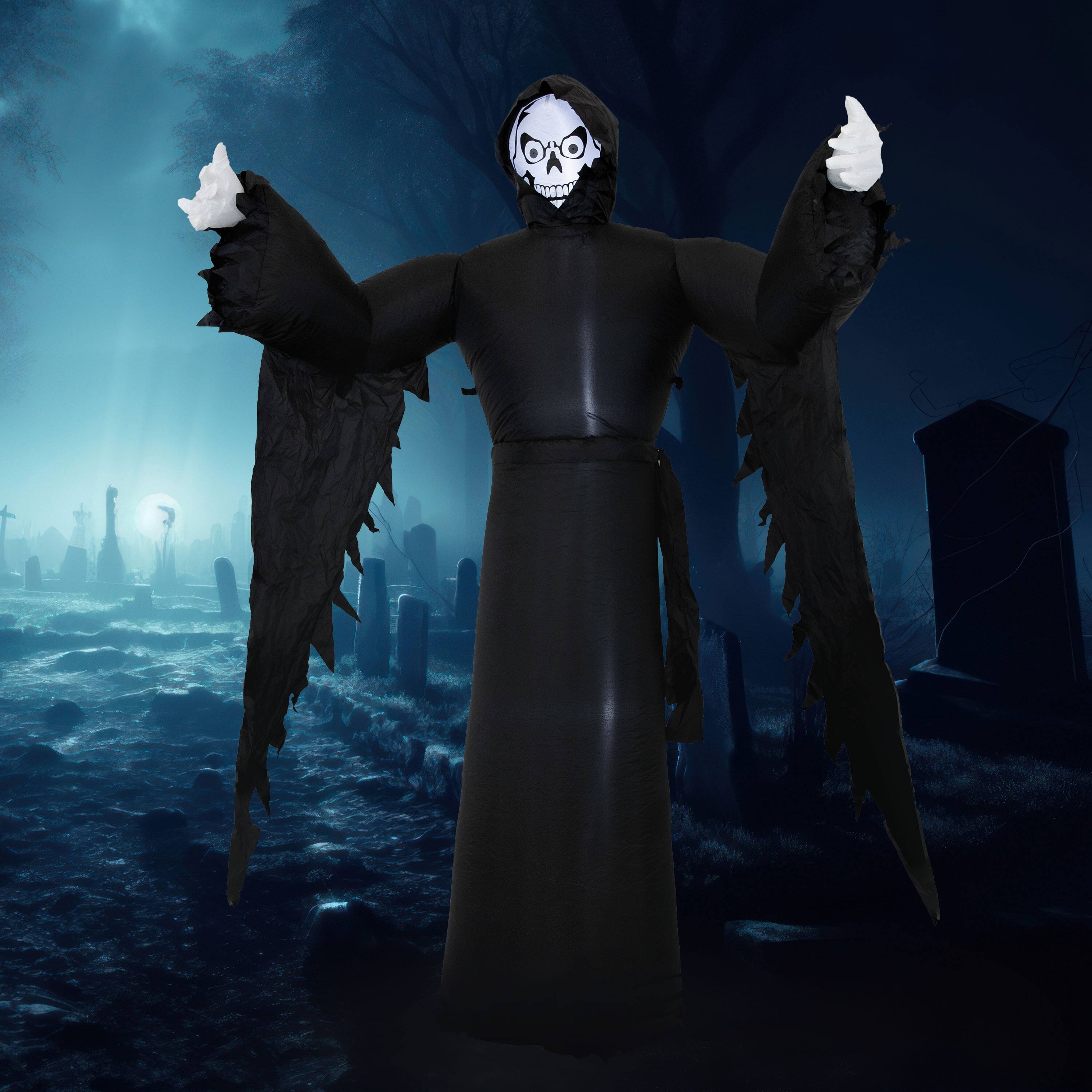 Sunnydaze 7 ft Grisly Grim Reaper Outdoor Inflatable Halloween ...