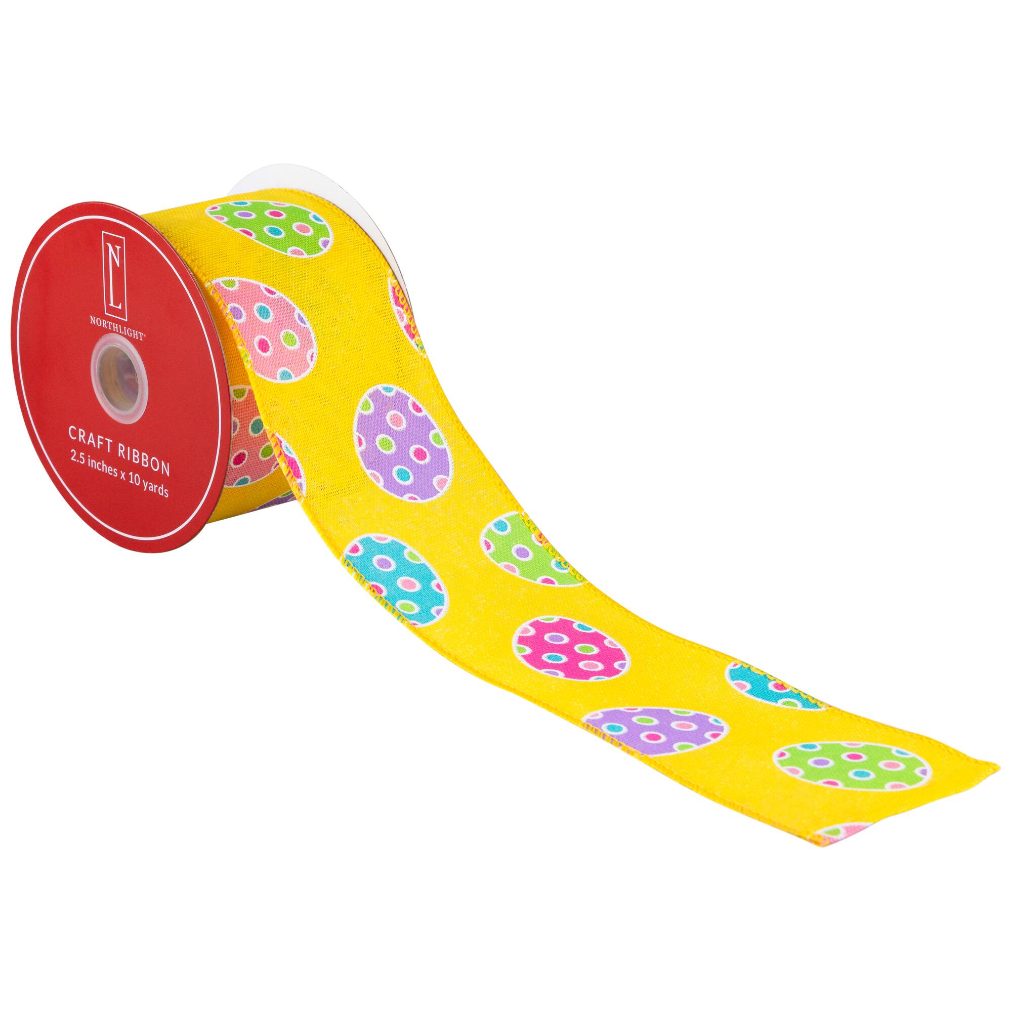 Northlight Easter Egg Design Wired Spring Craft Ribbon 2.5" x 10 Yards ...