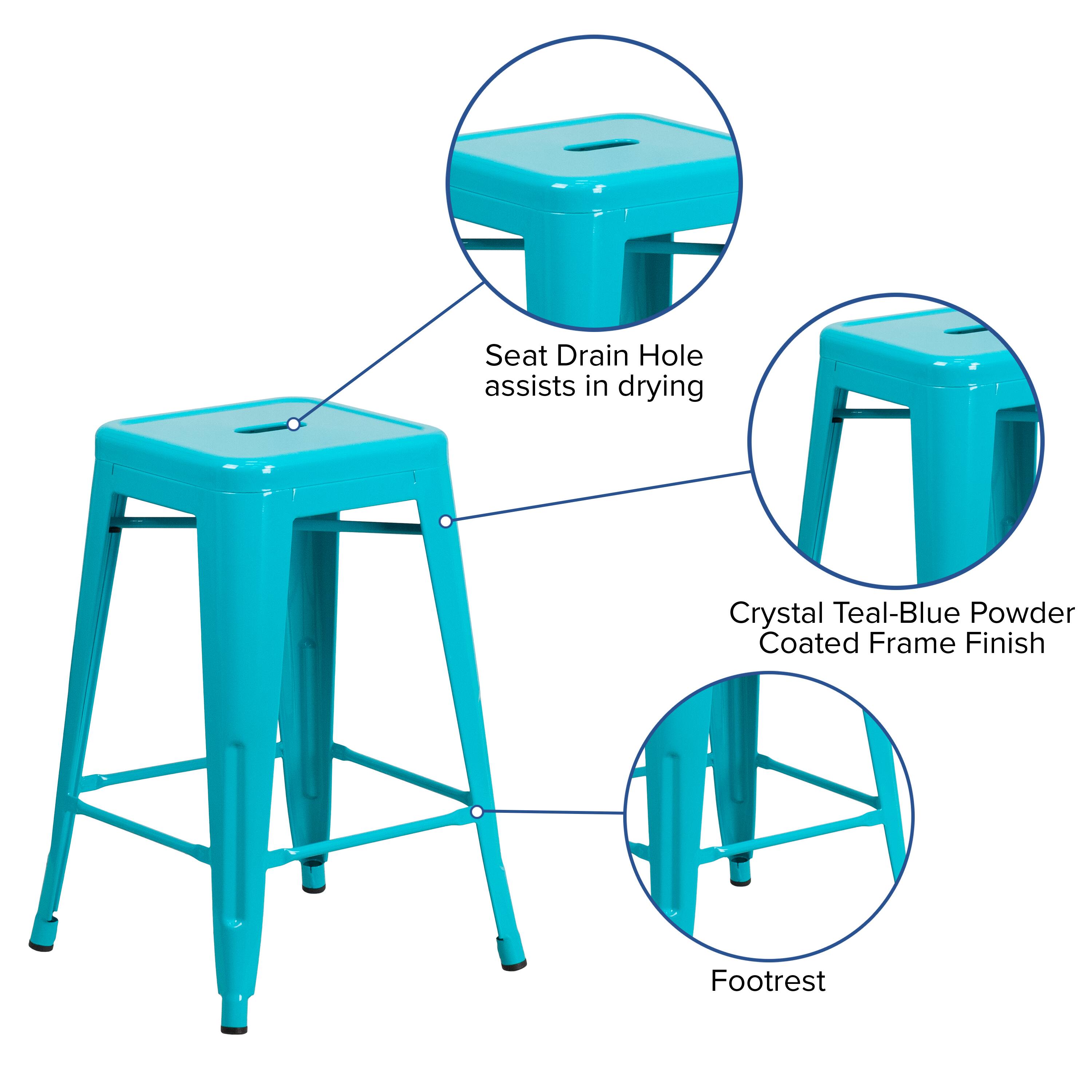 Emma + Oliver Commercial Grade 24"H Backless Metal Indoor Outdoor ...