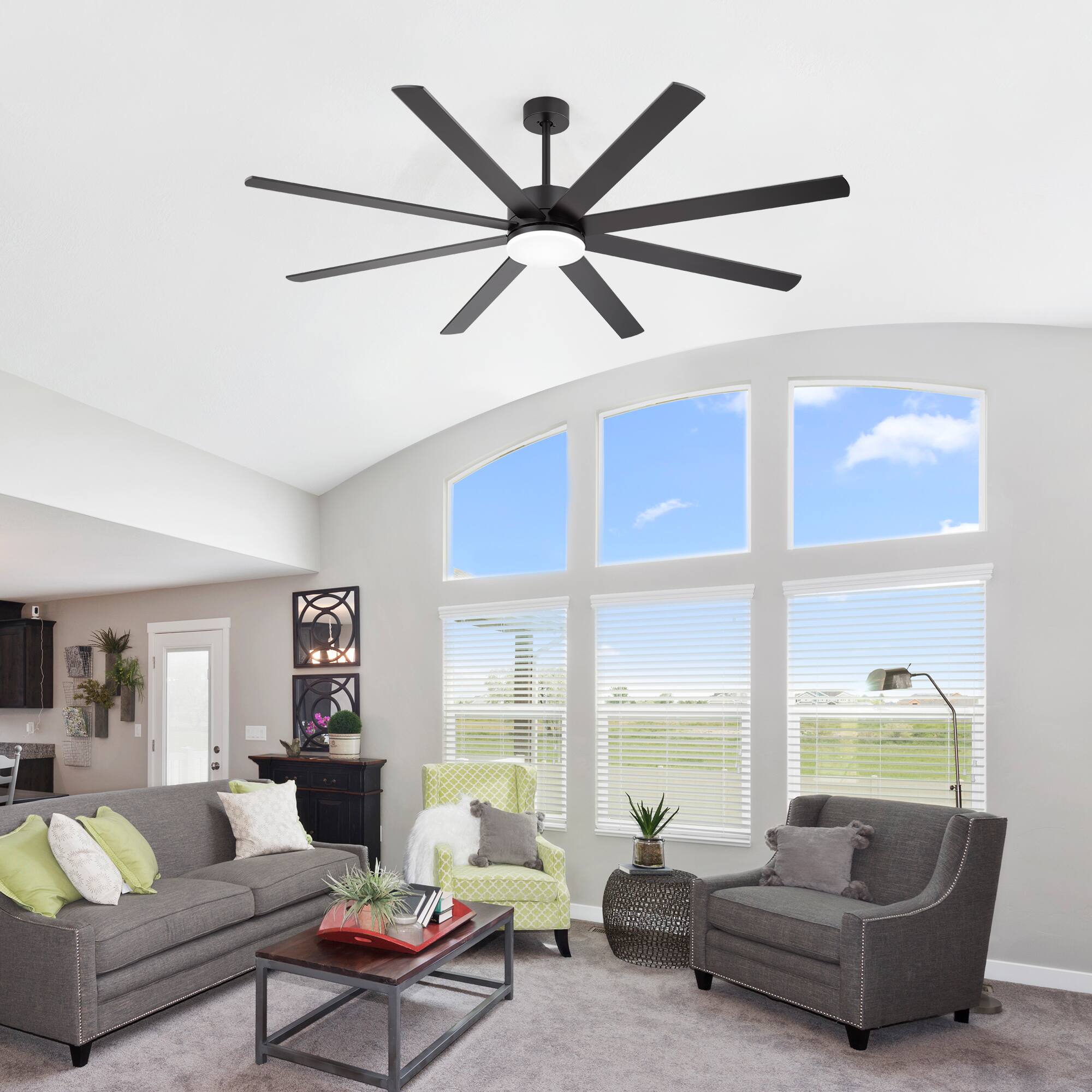 Breezary 72 Inch LED Ceiling Fan with 10 Dual Finish Blades, 3 Color ...