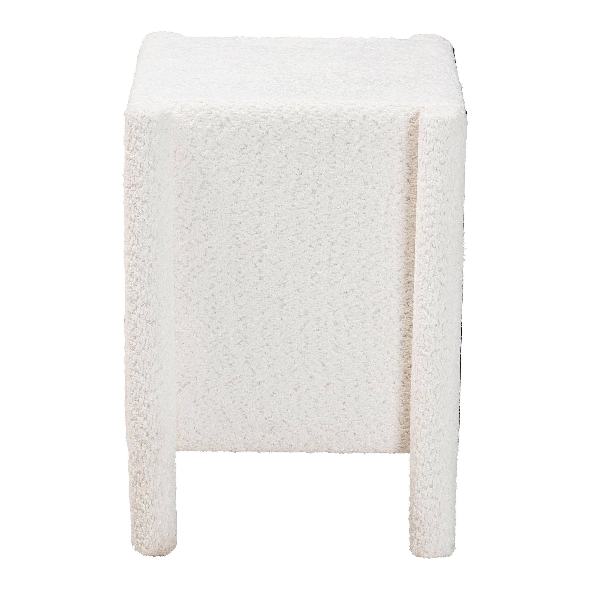 Baxton Studio Laria Modern Teddy Bear Fabric 2 Drawer Nightstand White ...