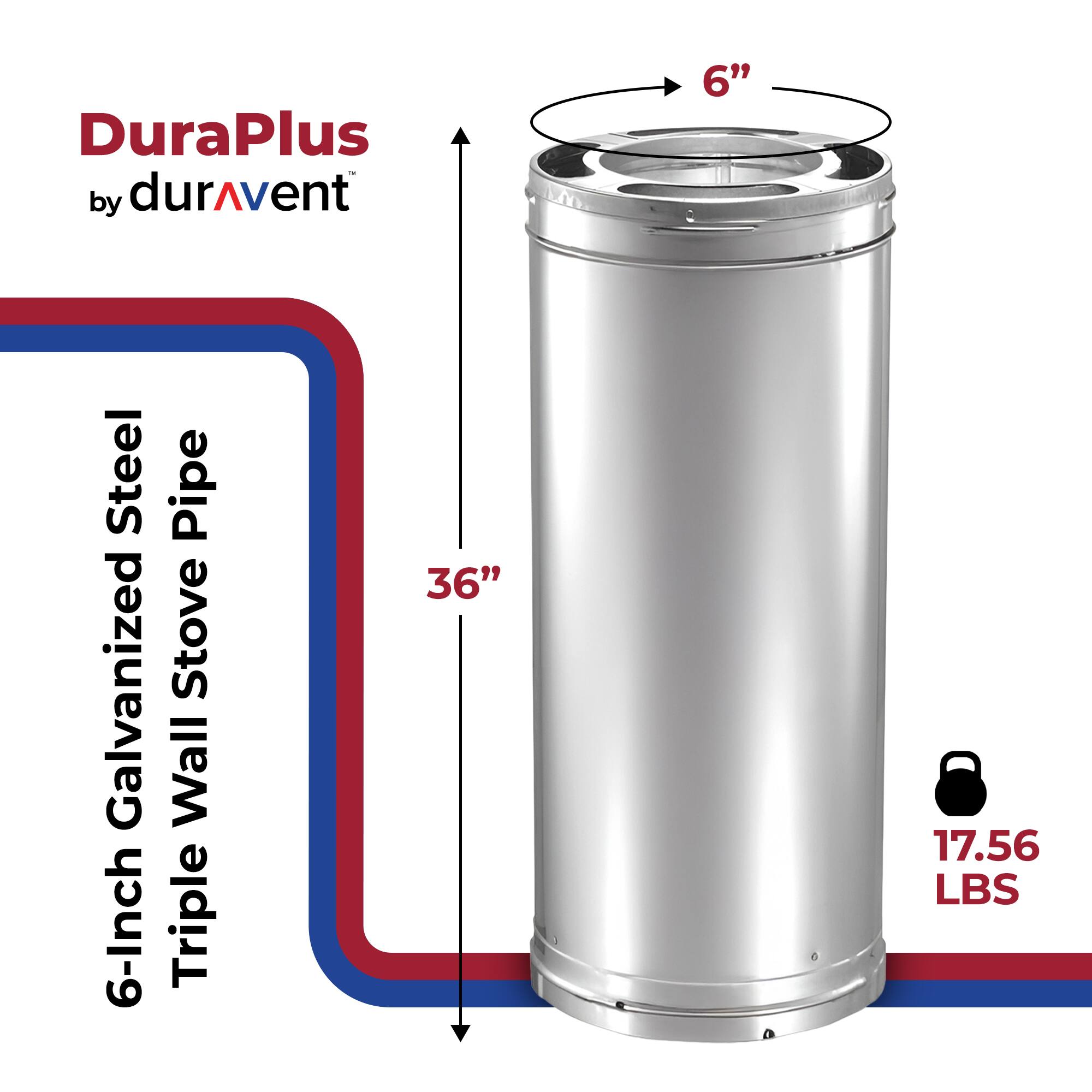 DuraVent 6DP 36 DuraPlus 36 x 6 Galvanized Steel Triple Wall Stove Pipe Silver 6DP-36 - Best Buy