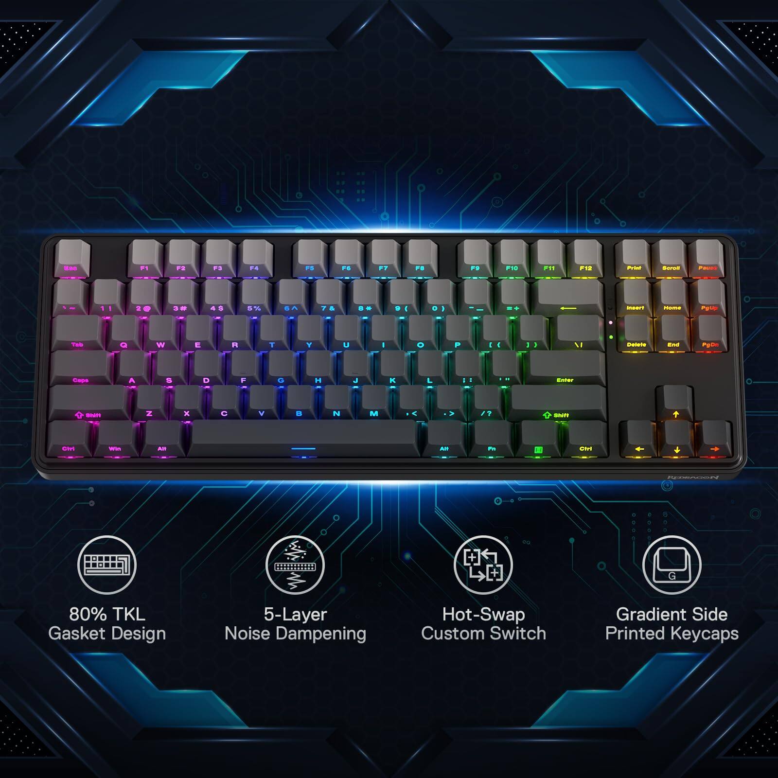Stamp n Camp K707 Pro Gb 80% Gasket Rgb Gaming 3 modes Wireless Tkl ...