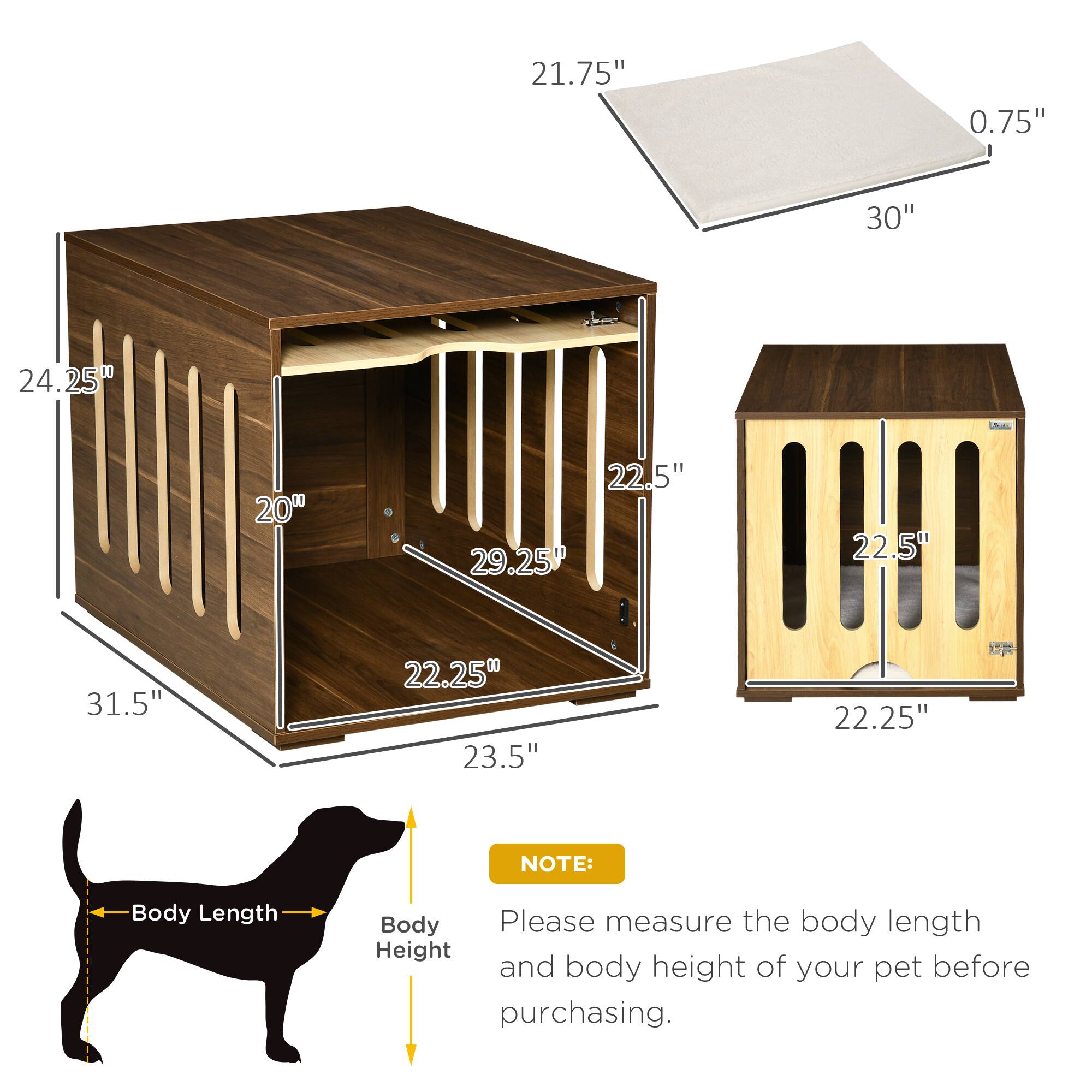 Pawhut Furniture Style Dog Crate End Table, Door Panel, Foam Cushion ...