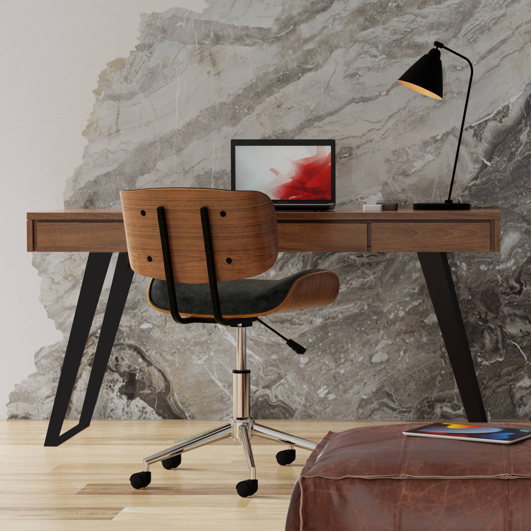Simpli Home Lowry Modern Industrial 54 inch Wide Desk Walnut AXCLRY-14 ...