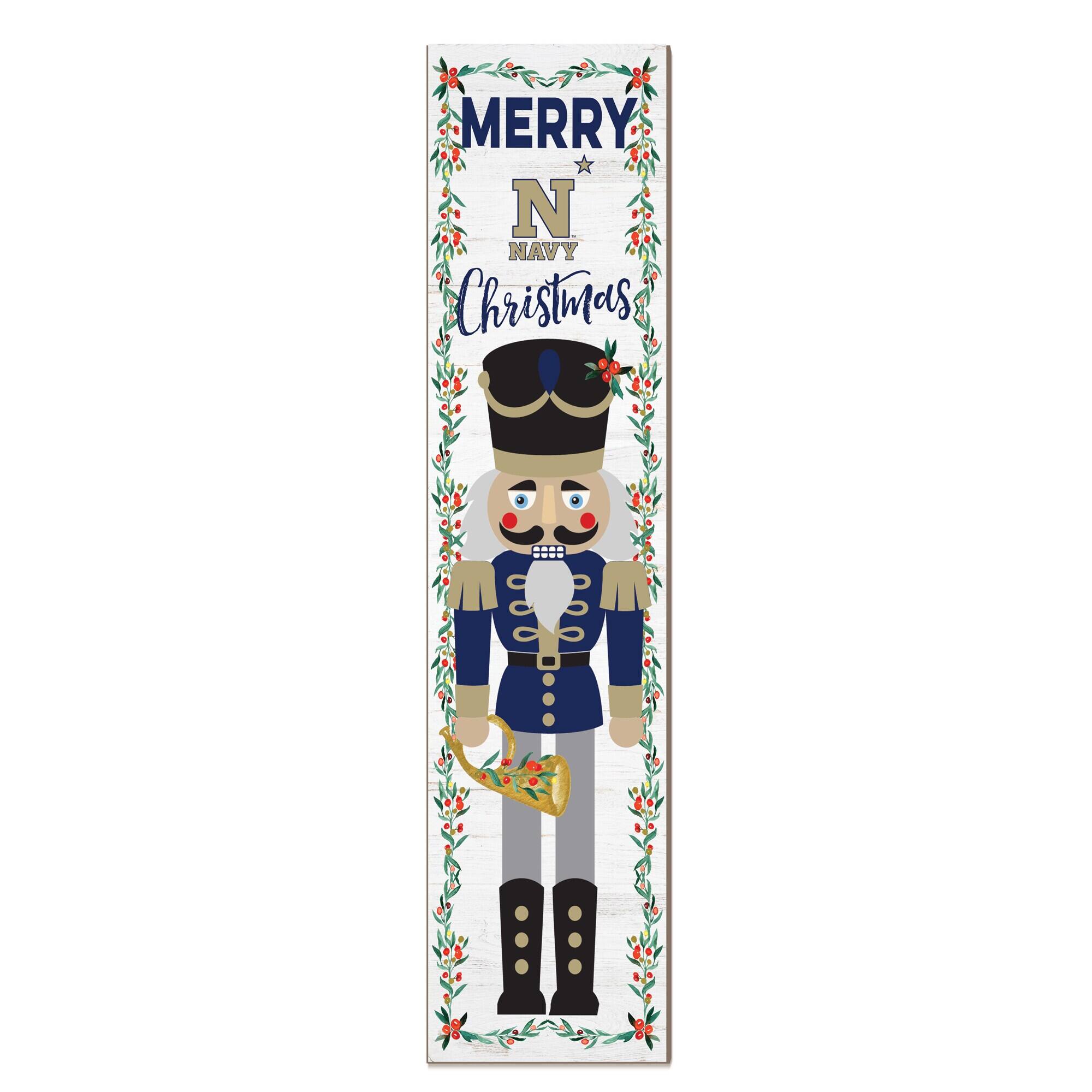 Jardine Navy Midshipmen 11" x 46" Nutcracker Holiday Leaner Sign White ...