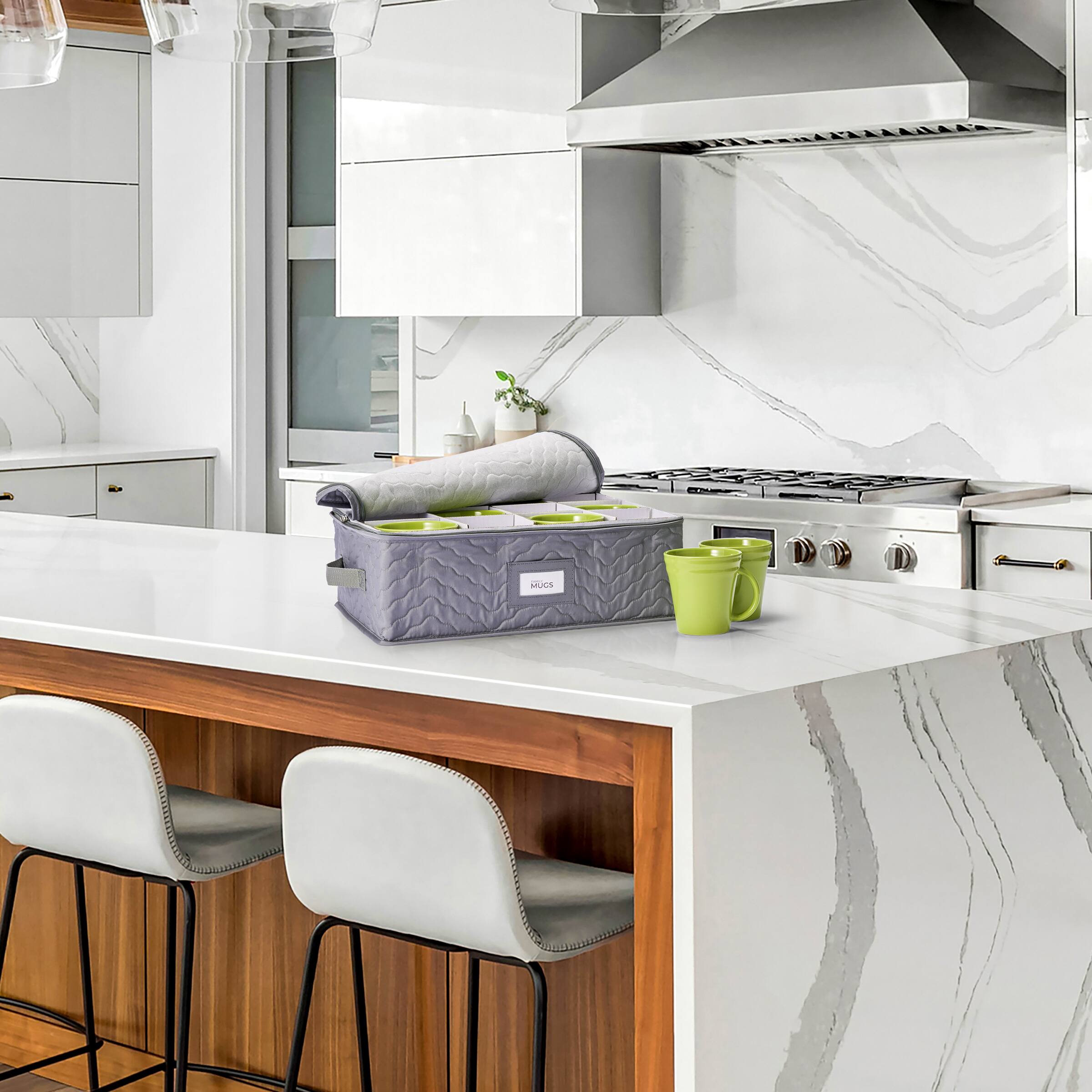 Sorbus Quilted Coffee Mug Storage Case Features label windows, handles ...