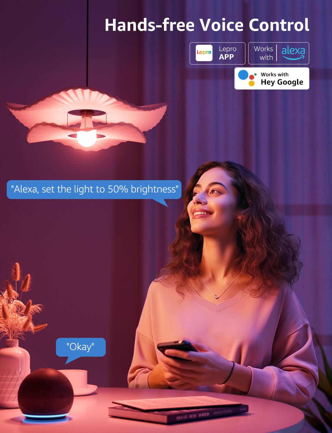 Lepro B2 AI Smart LED Light Bulbs, 10W 1100LM RGBWW Color Changing, 4 ...