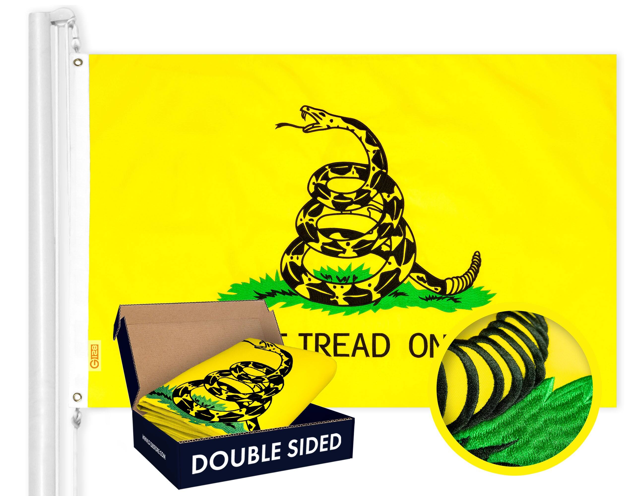 G128 Gadsden Don't Tread On Me Flag 210D Embroidered Double Sided 3x5 ...