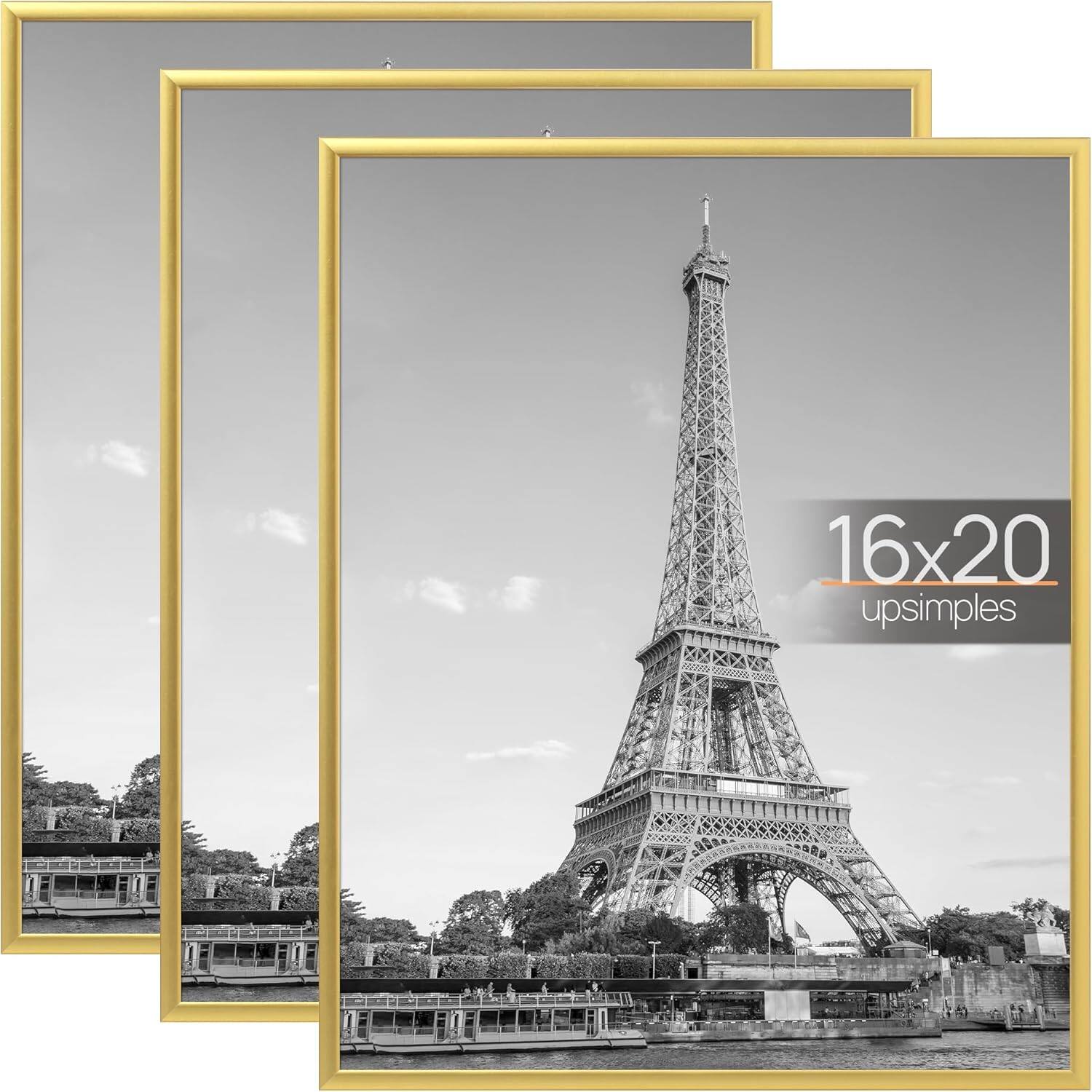 blue upsimples 16x24 Picture Frame Black 3 Pack, Scratch Proof Poster ...