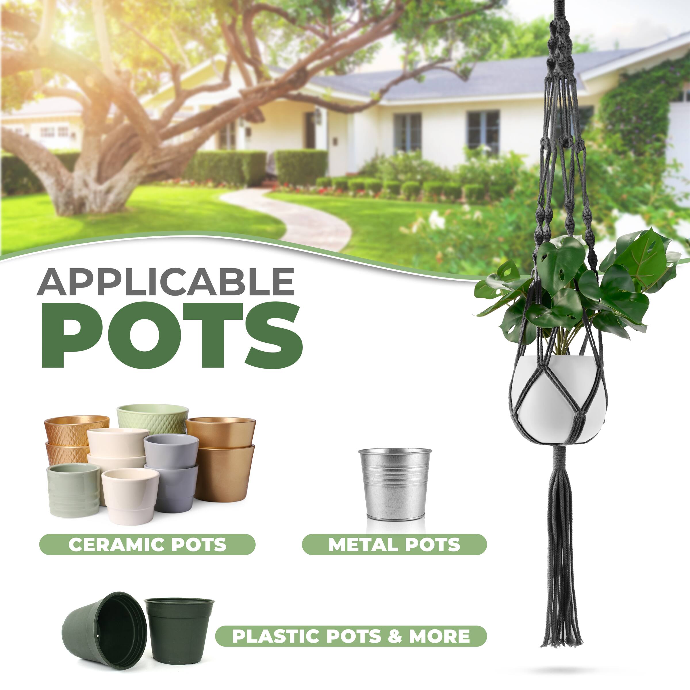 Sorbus Macrame Plant Hanger (8 Pack) Indoor Outdoor Hanging Plant Pots ...