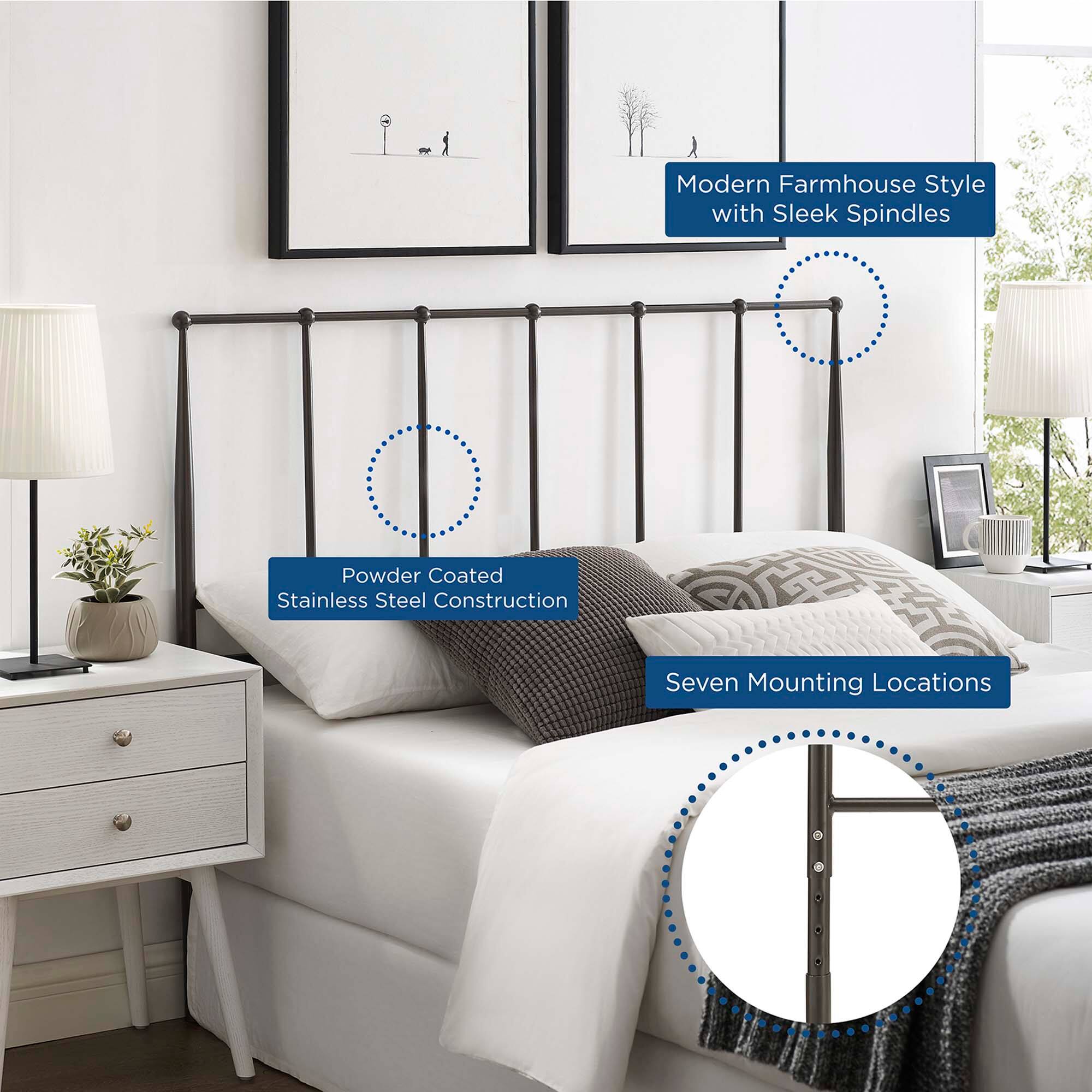 Kiana Metal Stainless Steel Queen Headboard by Modway Brown MWY-MOD ...