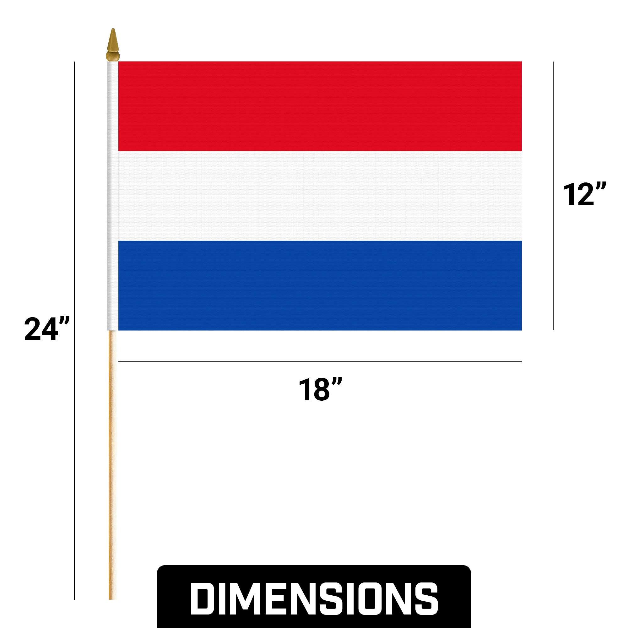 G128 24 Pack Handheld Netherlands (Dutch) Stick Flags, 12 x 18 in, 150D ...