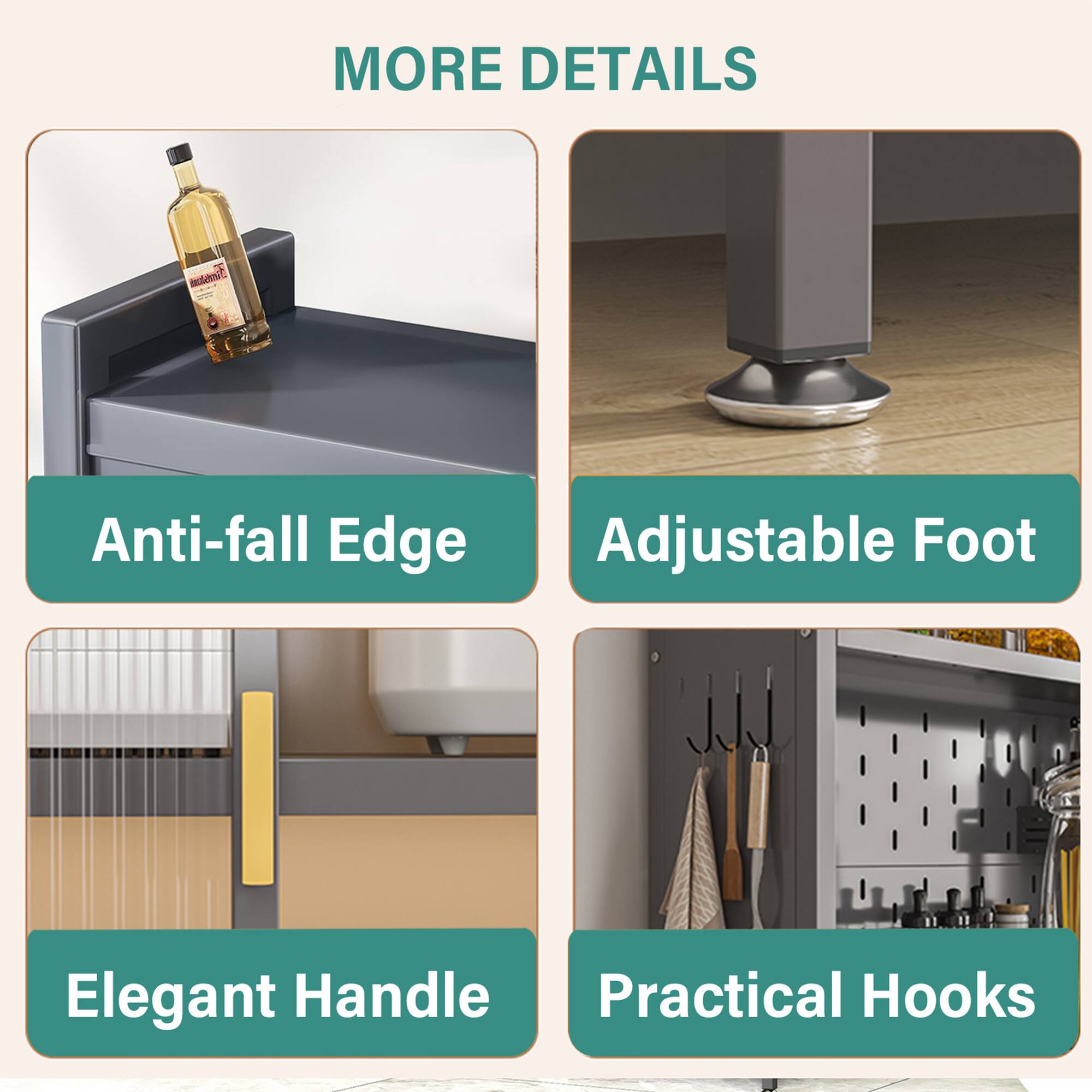 Aukfa 73" Tall Kitchen Pantry Cabinet 6 Level Flip Door with Pegboard ...