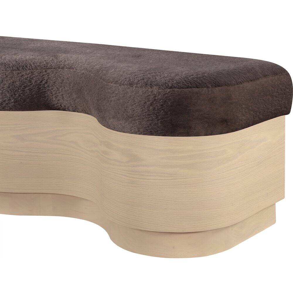 Meridian Furniture Savoy Velour Fur Fabric Bench Brown 22080Brown ...