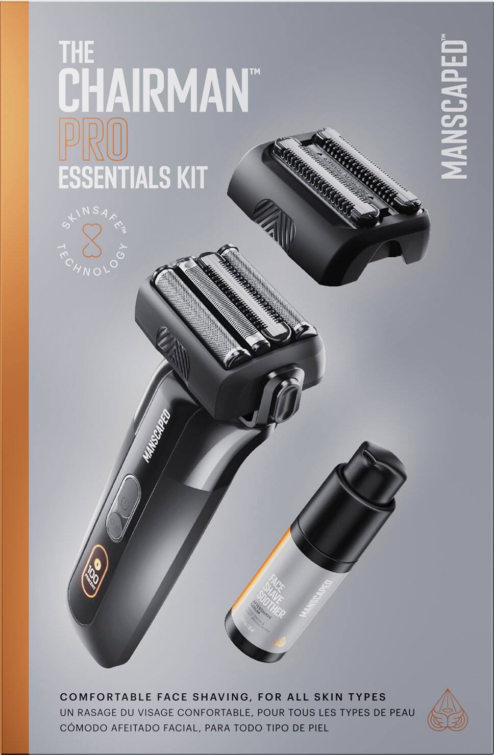 Manscaped The Chairman Pro Essentials Kit Rechargeable Wet/Dry Electric Foil Face Shaver and ...