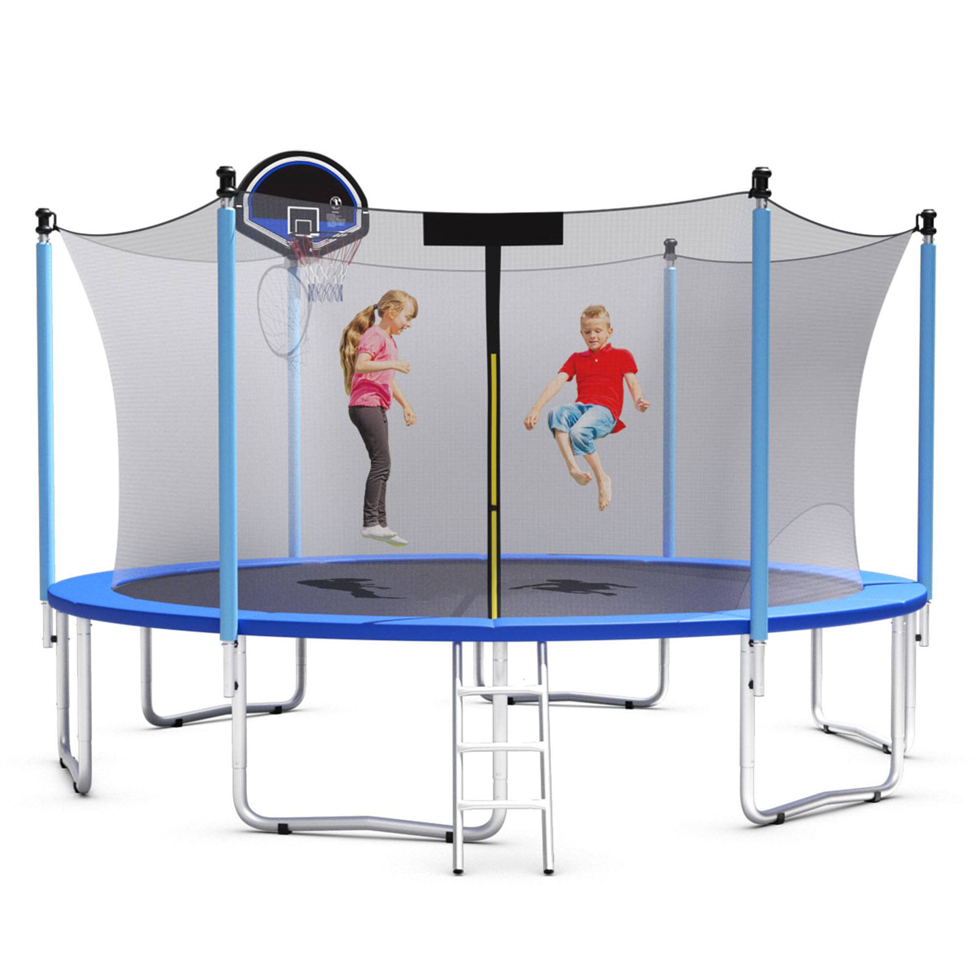 Costway 14ft Trampoline Combo Bounding Bed Trampoline w/ Enclosure Net ...