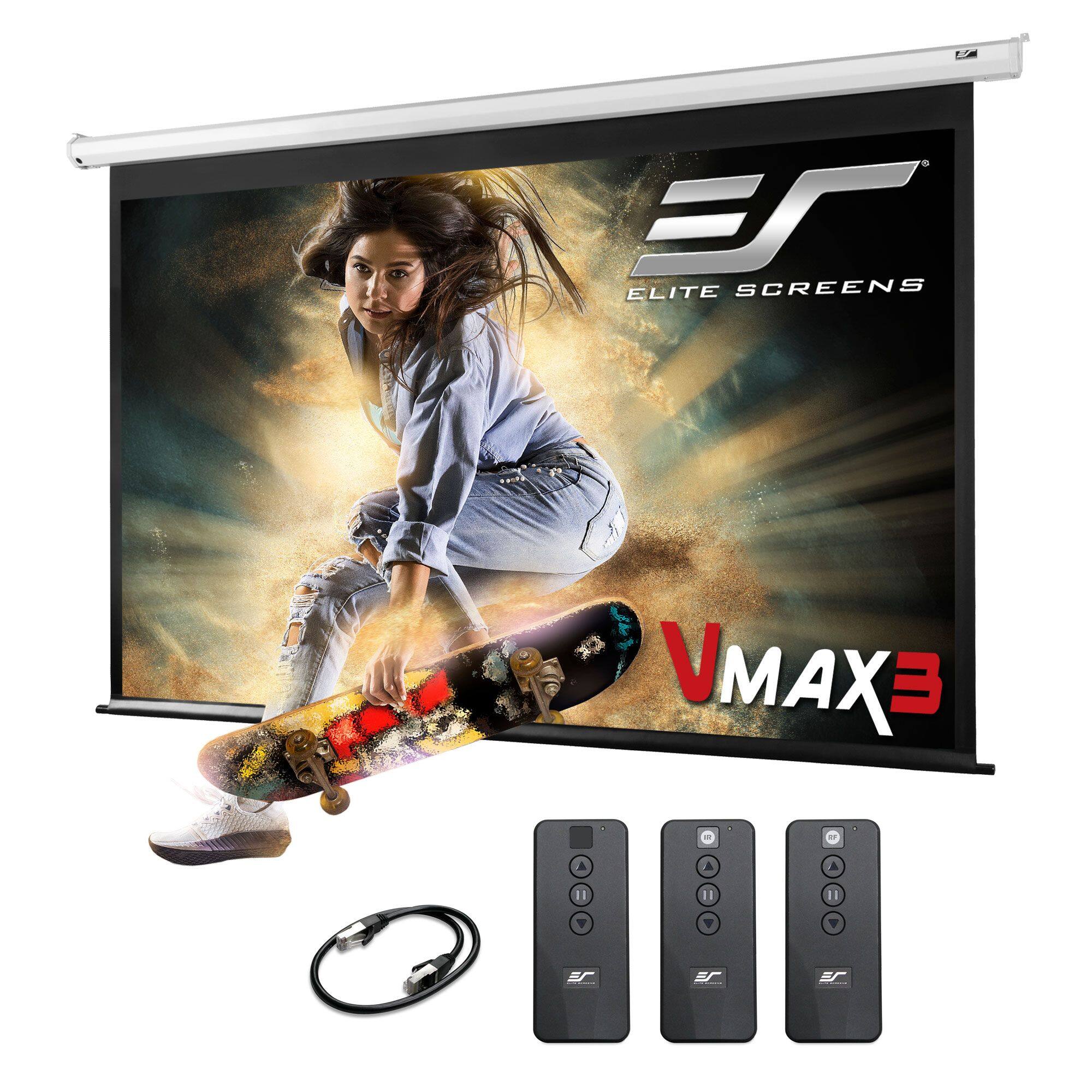 Elite Screens VMAX3 Electric MatteWhite Wall/Ceiling Mounted Projector ...
