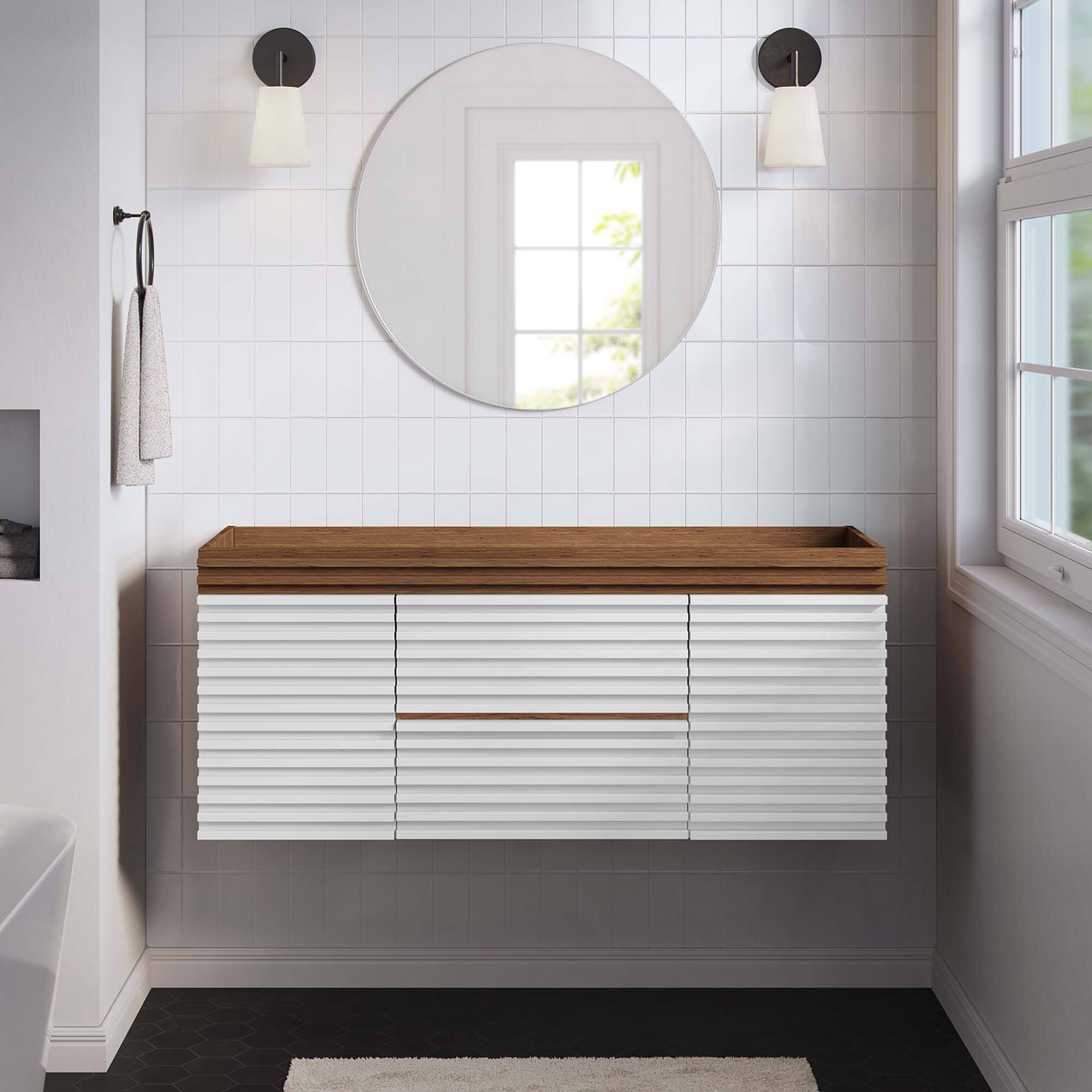 Render 48" Wall Mount Bathroom Cabinet Basin Not Included by Modway ...