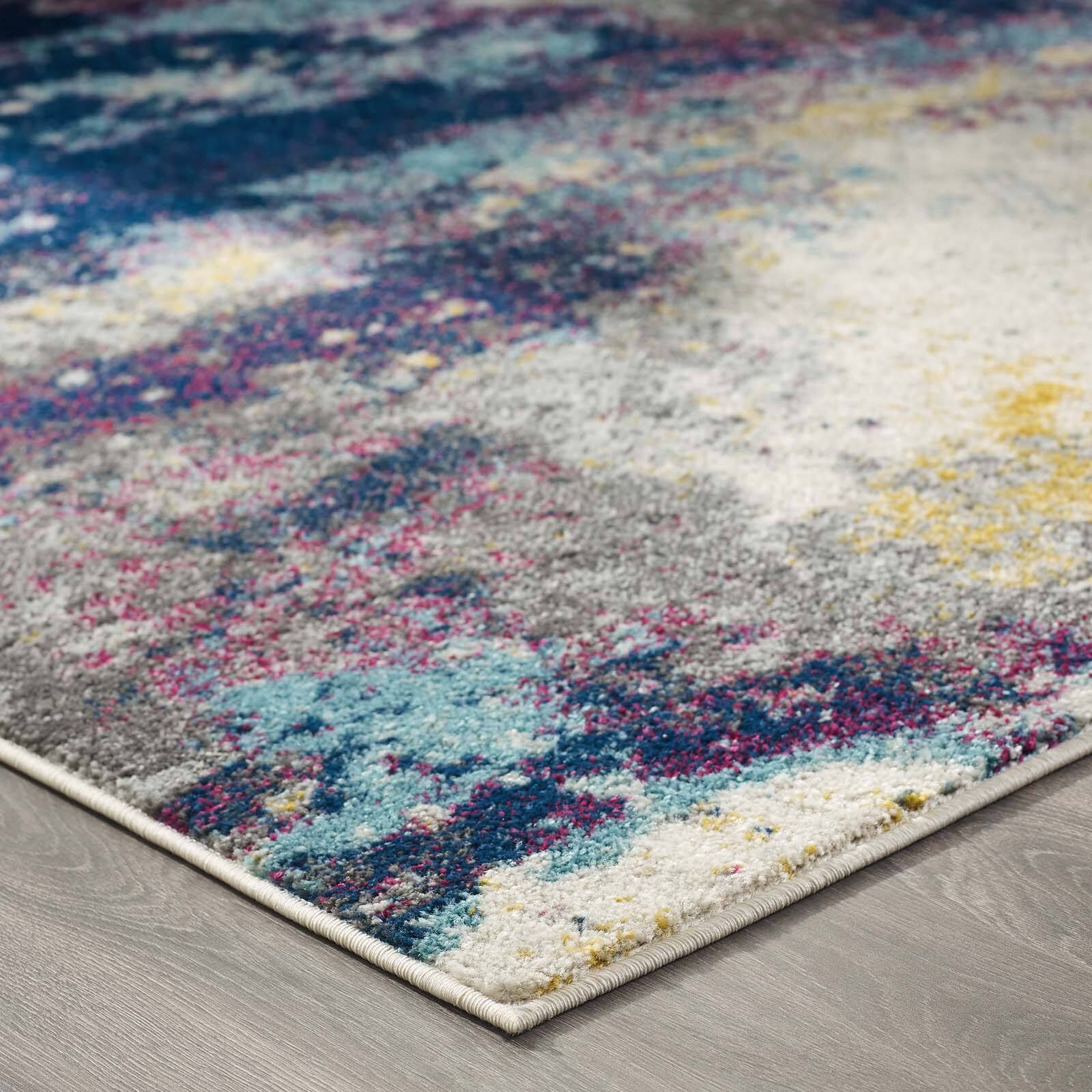 Modway Entourage Adeline Contemporary Modern Abstract Area Rug Blue ...