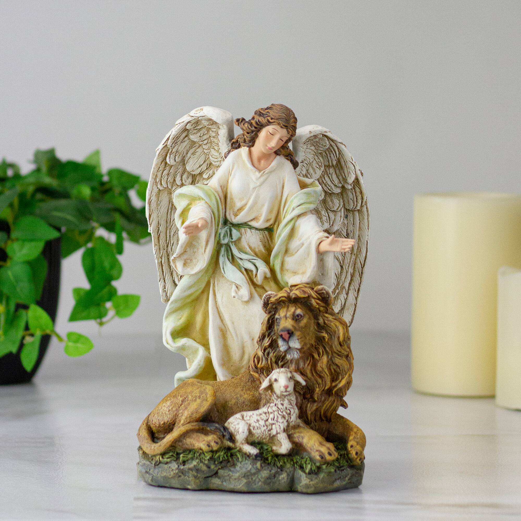 Roman Joseph's Studio Angel with Lion and Lamb Figurine 10" White ...