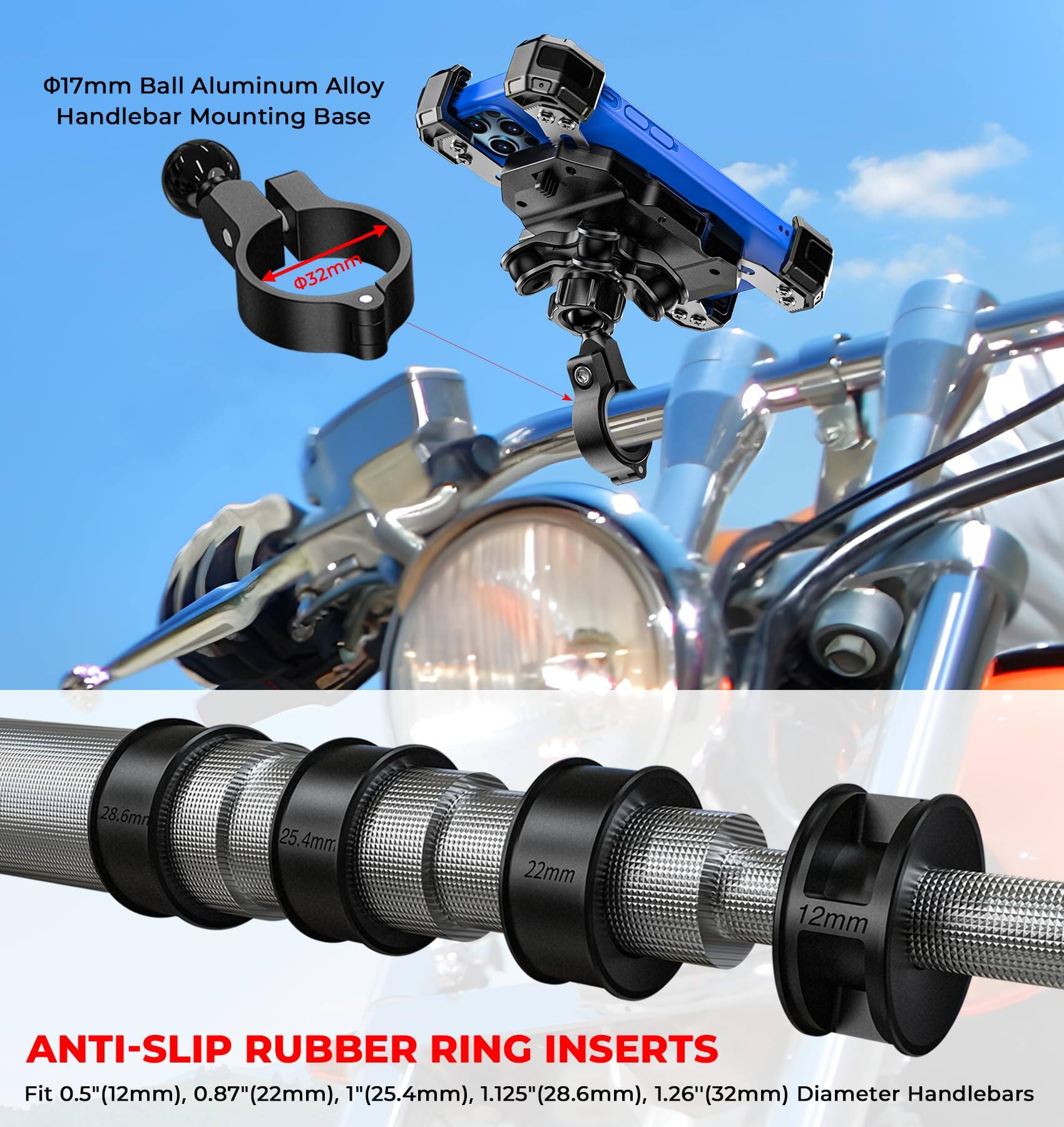 Empire DigiLabs Phone Mount With Vibration Dampener 1s Lock Bike Holder Aluminum Alloy Handlebar ...