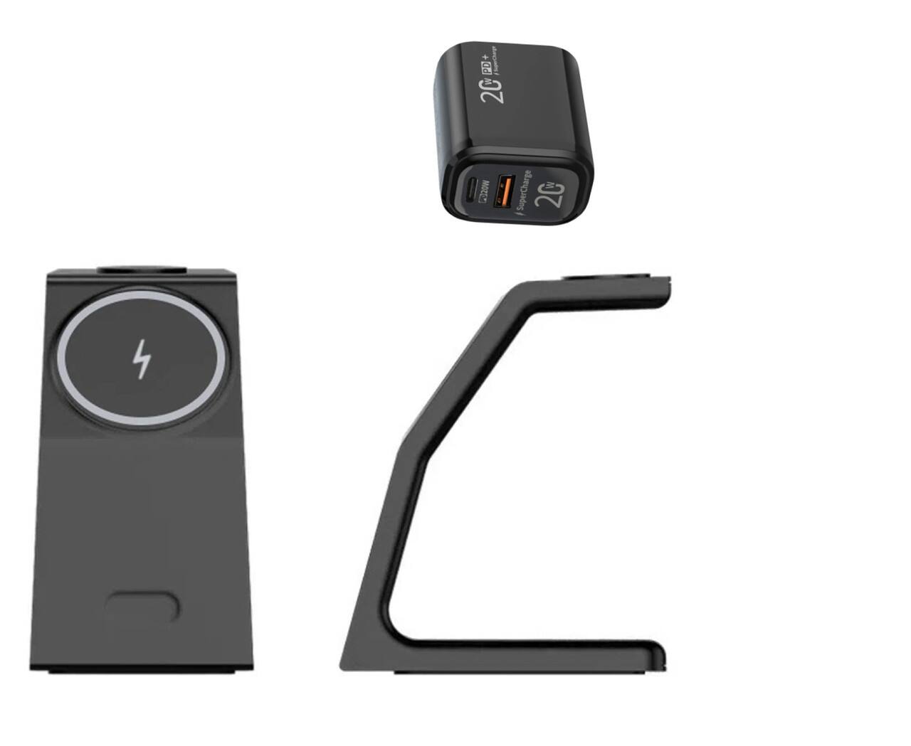 RISOKEYS Magnetic 3 in 1 Wireless Charger with Charging Port Desktop ...