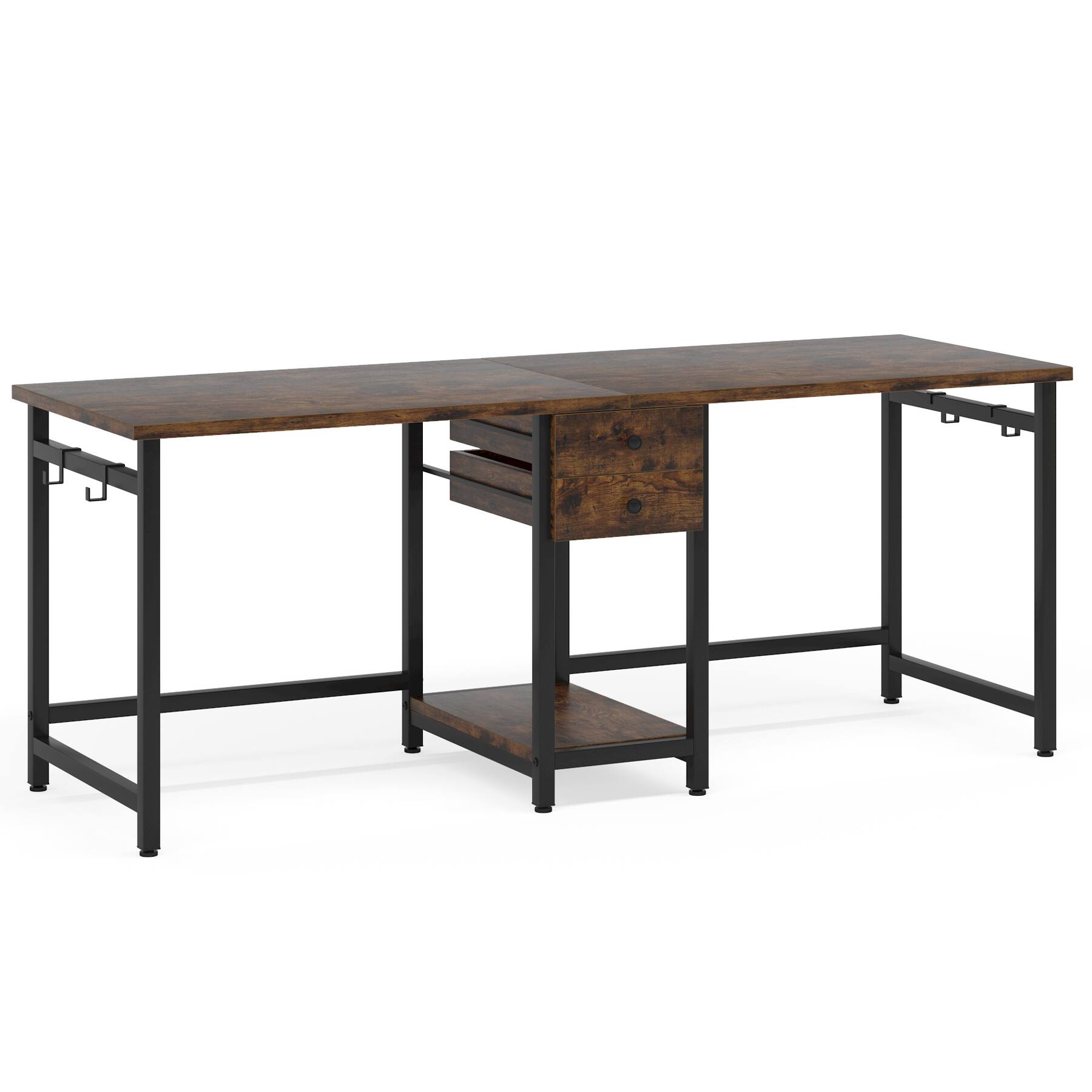 APRILSOUL 79 Inch Two Person Computer Desk with Drawers and Storage ...