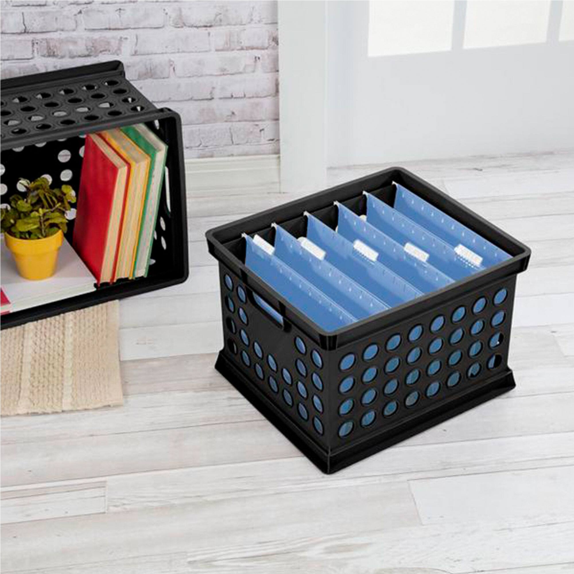 Sterilite Stackable Plastic Storage Open Crate Bin Organizer Box, 24 ...