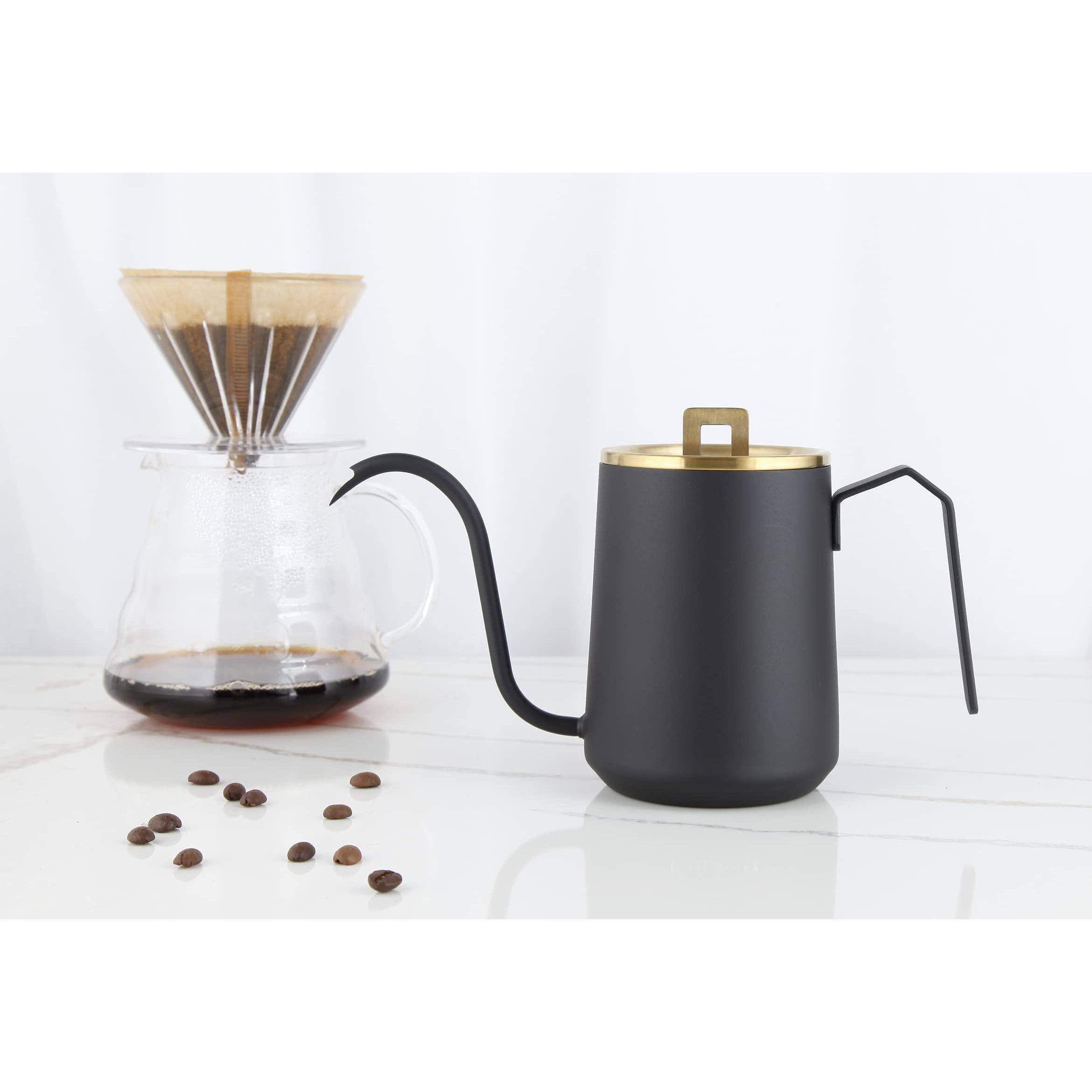 Dapper Styles Gooseneck Pour Over Coffee Kettle Stainless Steel Hand Drip Pot With Long Narrow ...
