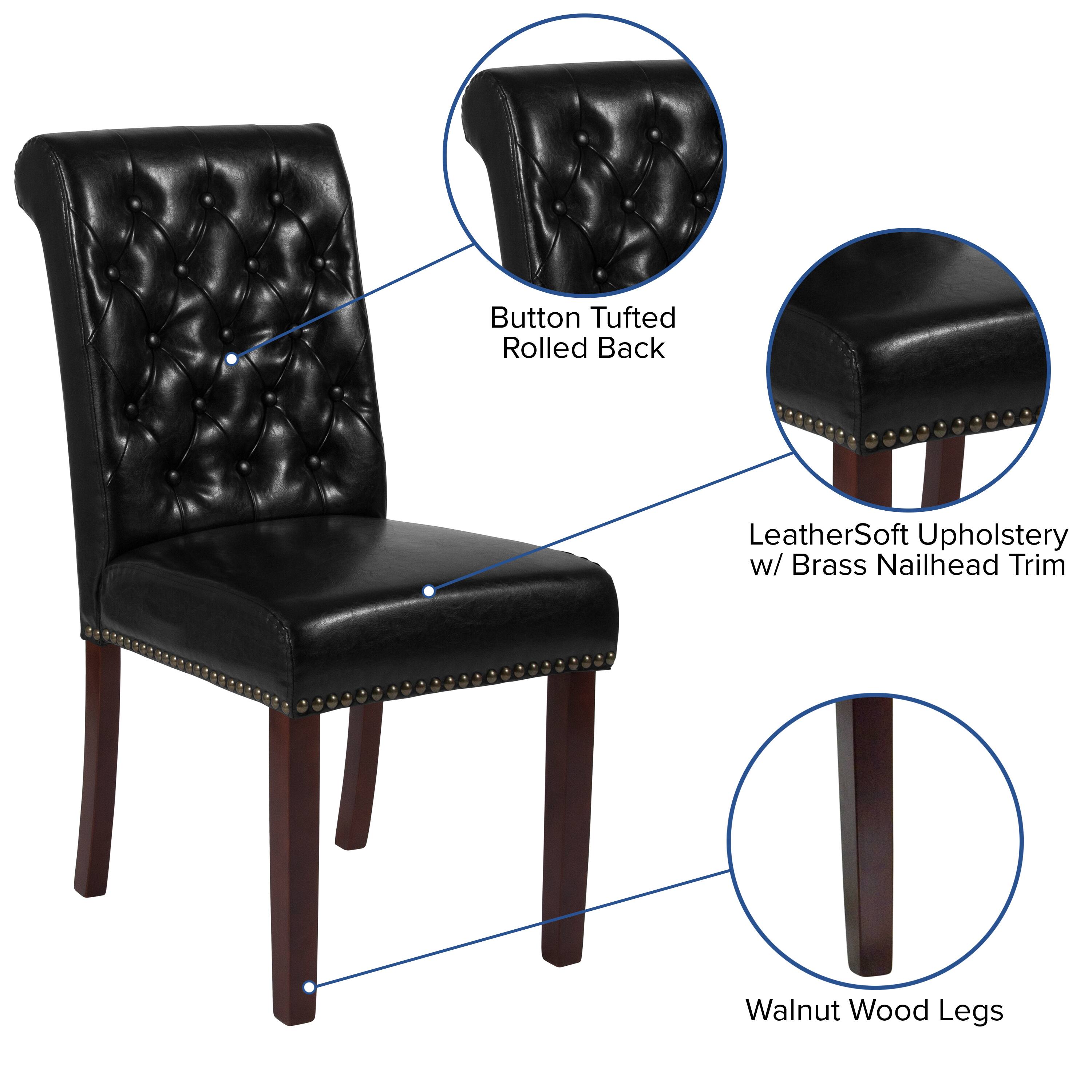 Emma + Oliver Upholstered Rolled Back Parson's Chair with Nailhead Trim ...