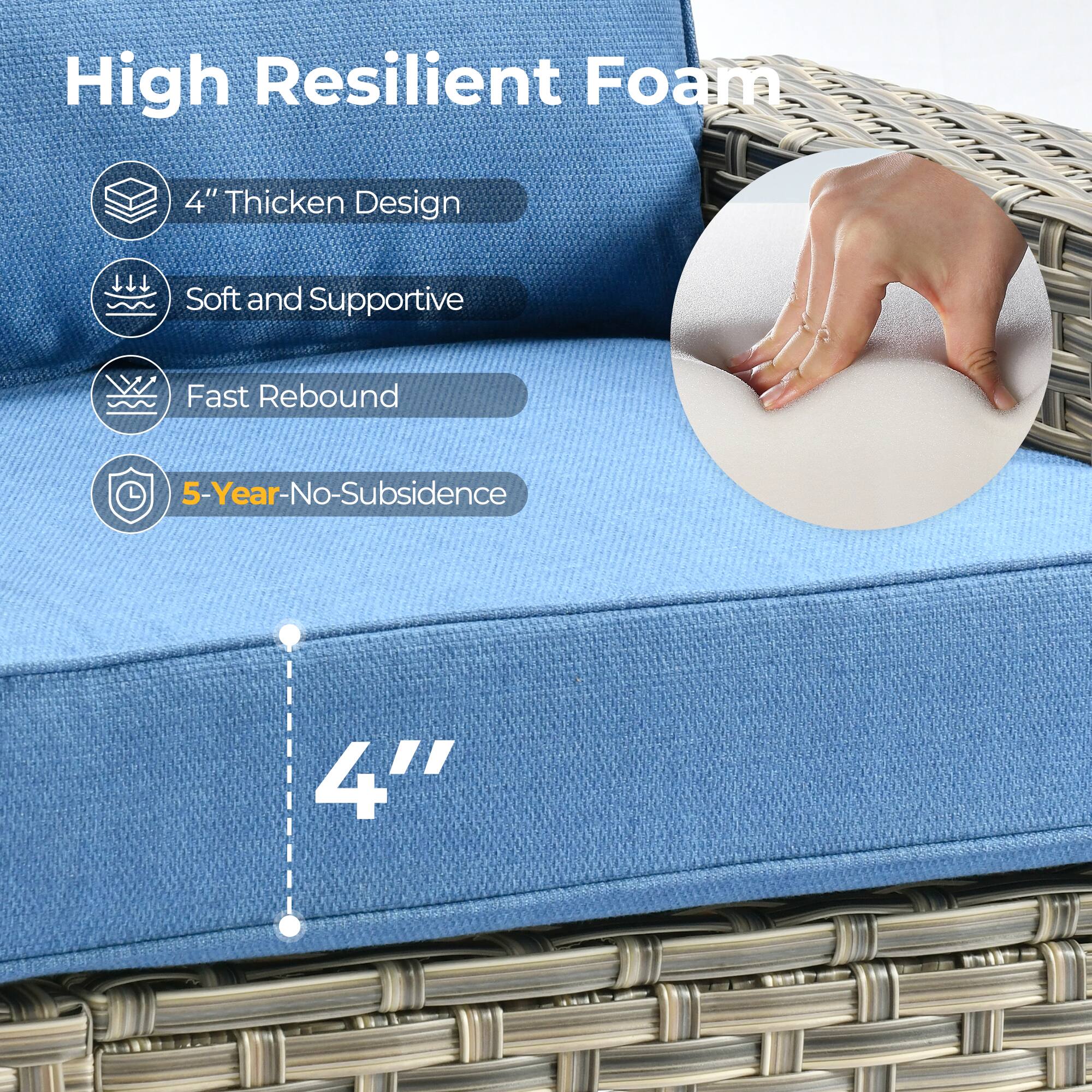 Ovios 6 PCS Patio Furniture Set, Sectional Loveseat with Swivel Chairs ...