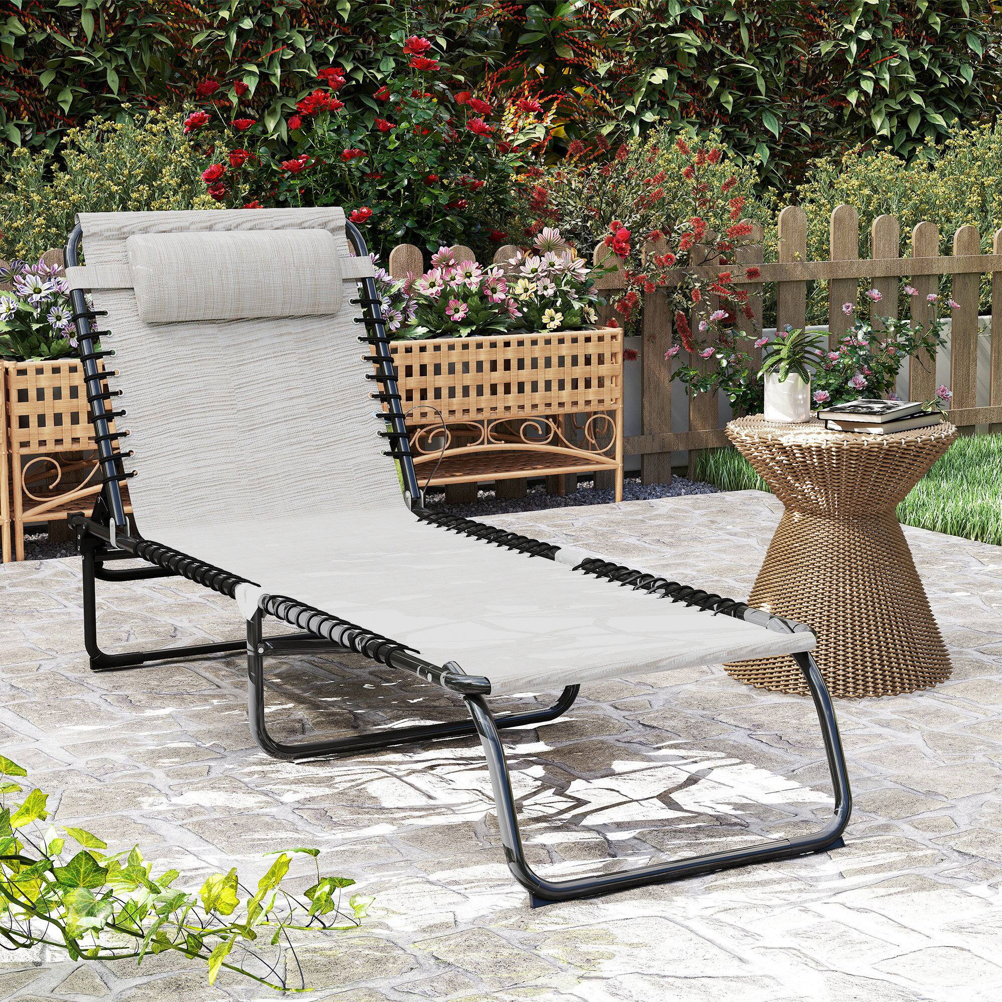 Outsunny Folding Chaise Lounge Chair, Patio Sun Tanning Chair, Outdoor ...