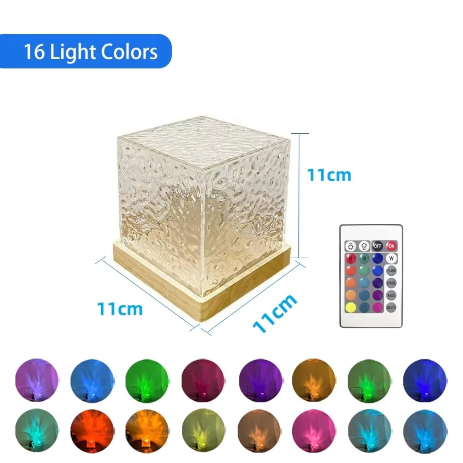 Luckbyte 16 Colors Rotating Water Ripple Projector Night Light Dynamic ...