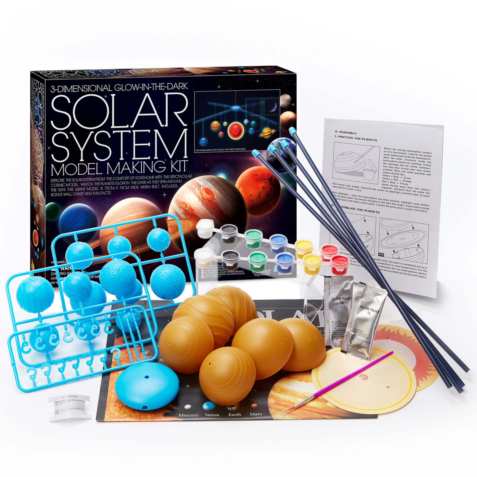 4M Solar System Model Making Kit DIY Paint and Build A 3D Planet Mobile ...
