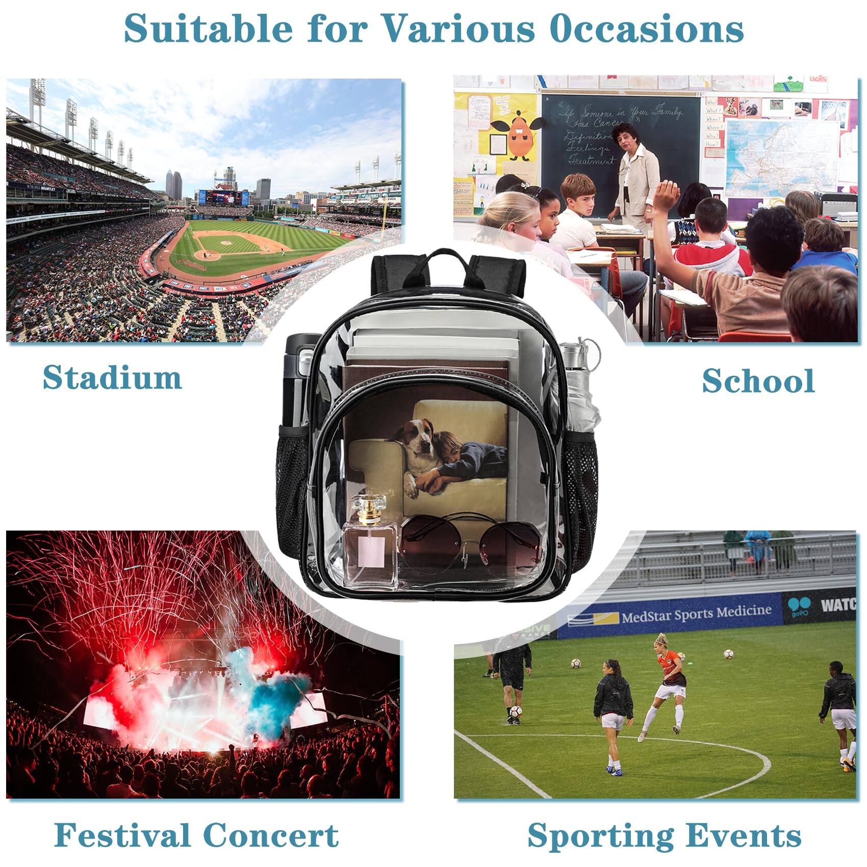 Stamp n Camp Clear Backpack Stadium Approved 12x12x6 Small For Concert ...