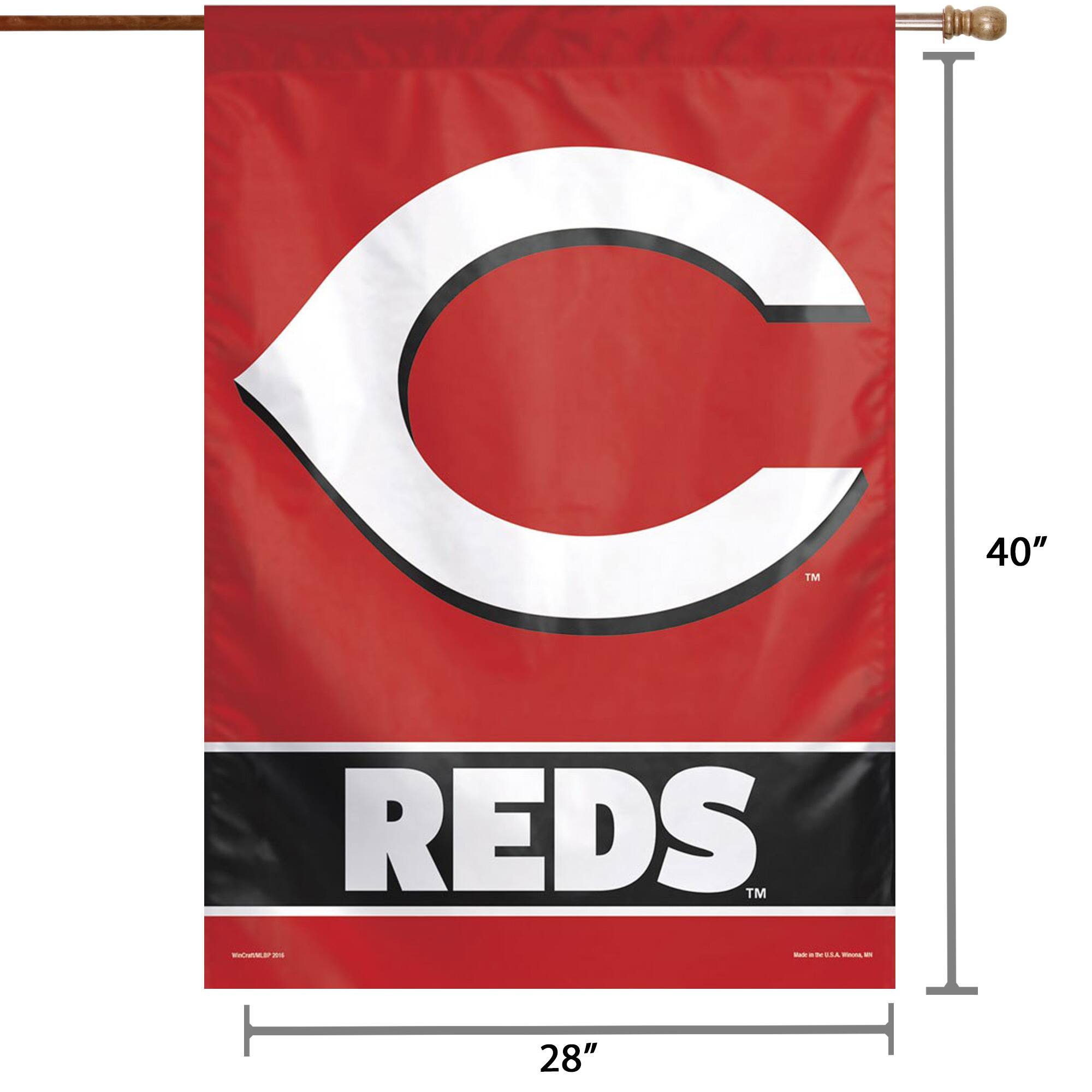 WinCraft Cincinnati Reds 28" x 40" Wordmark Single Sided Vertical ...