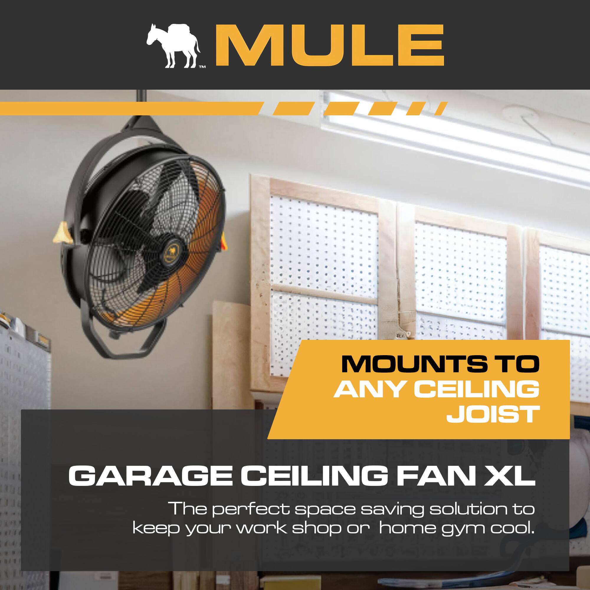 MULE 18" Fan XL, Dual Height Ceiling Mounting Options, Standard 3 Prong ...