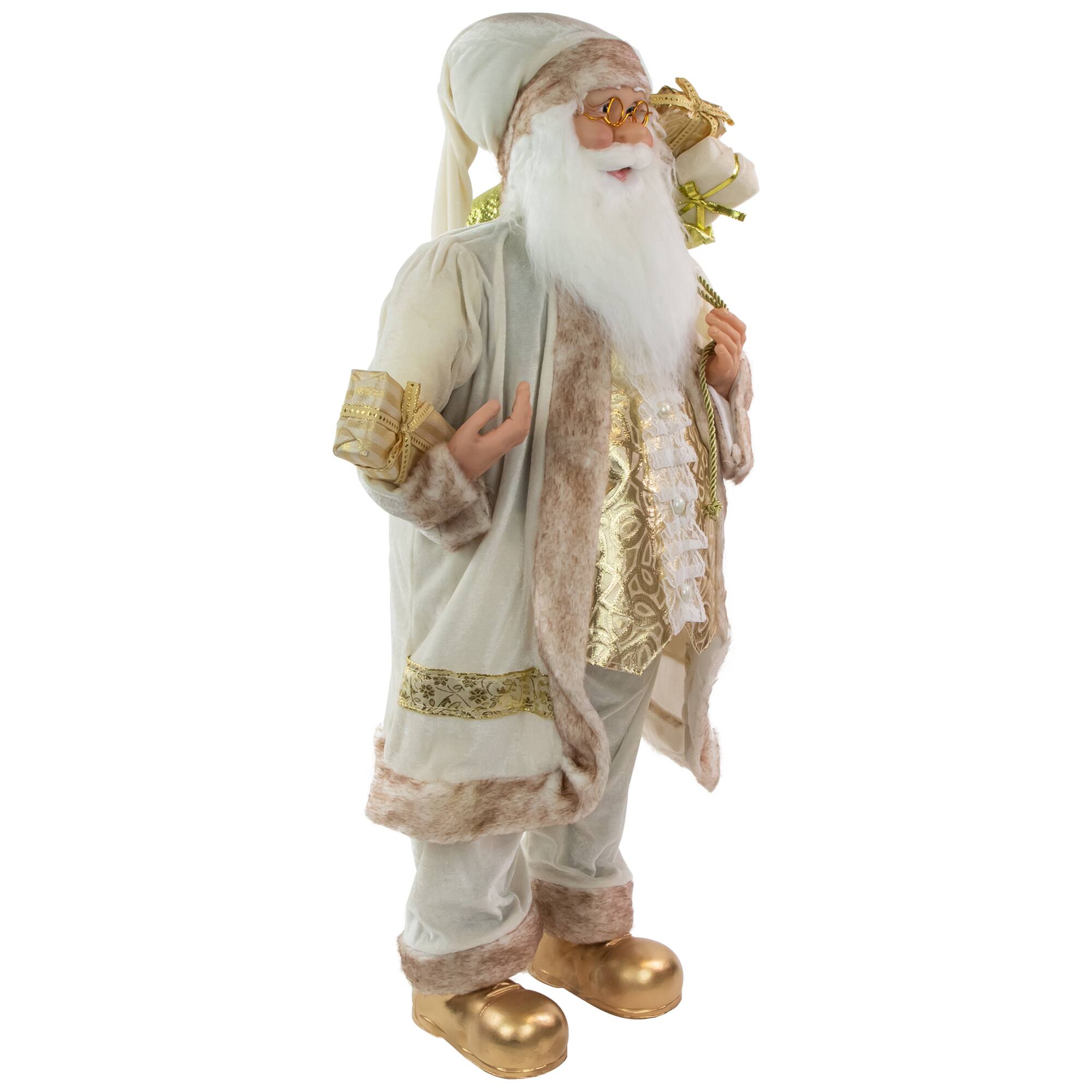Northlight Winter Santa Claus with Gift Bag Christmas Figure 36" White ...