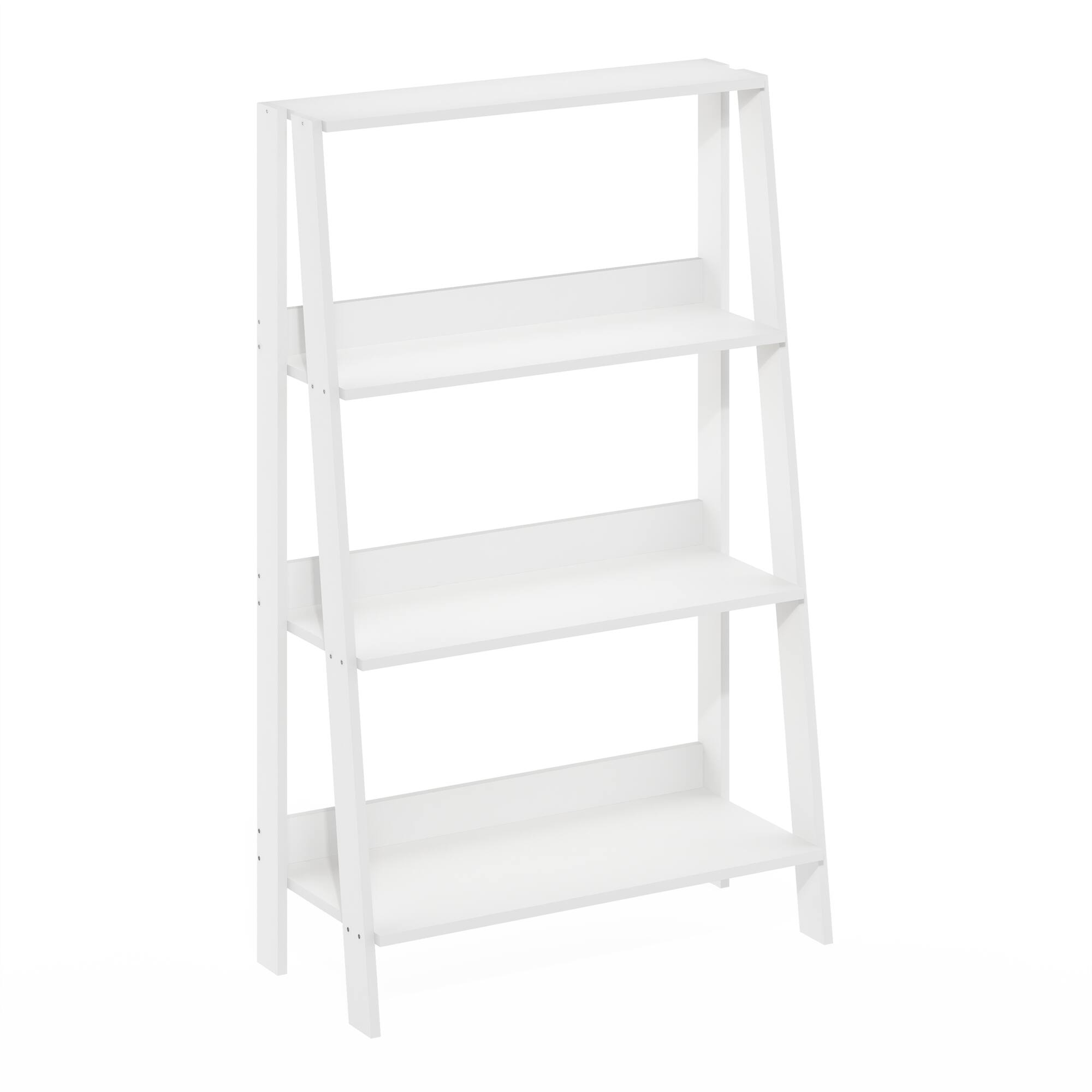 Furinno Ladder Bookcase Display Shelf, 4 Tier, White White 23219WH ...