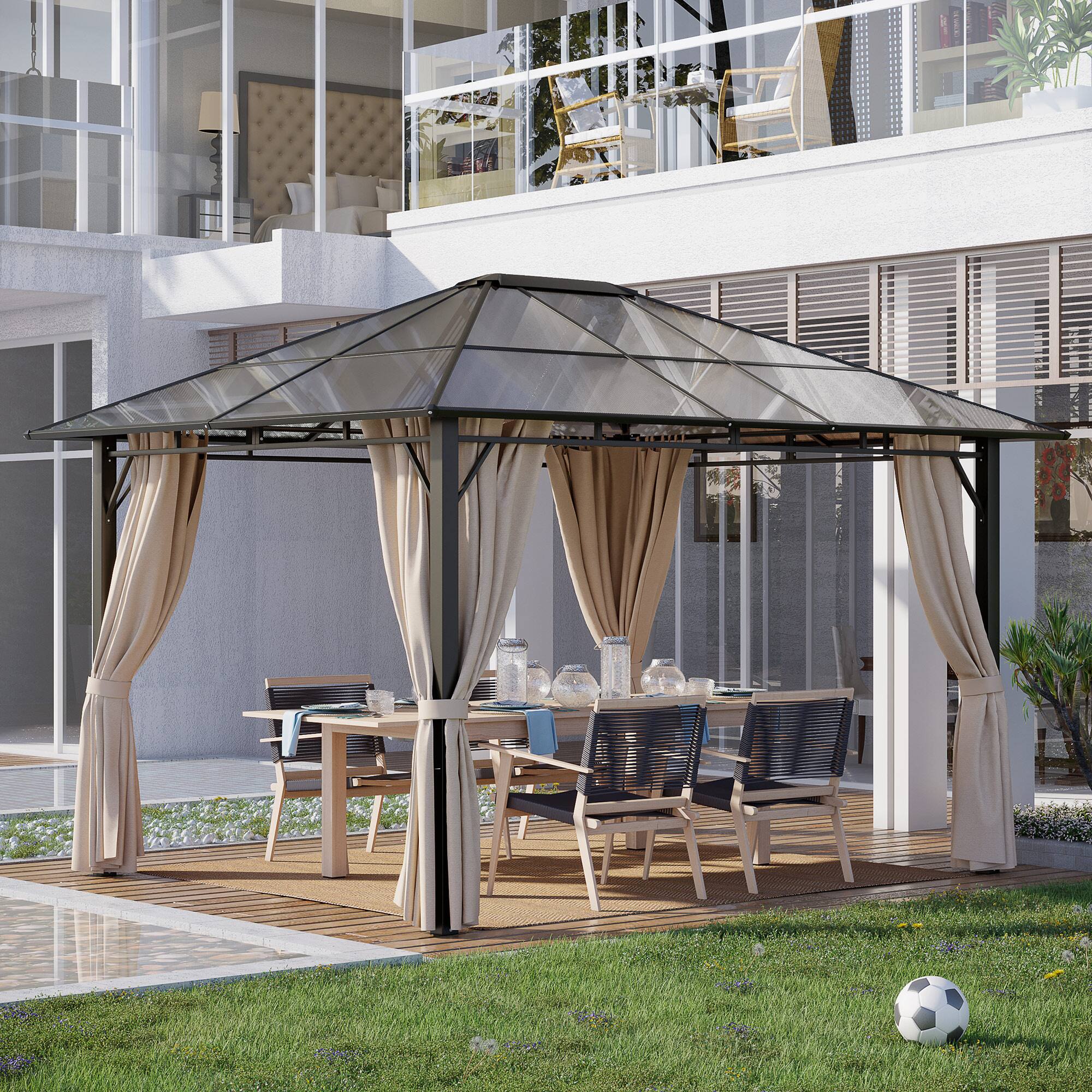 Outsunny 10' x 12' Hardtop Gazebo Canopy with Polycarbonate Roof ...
