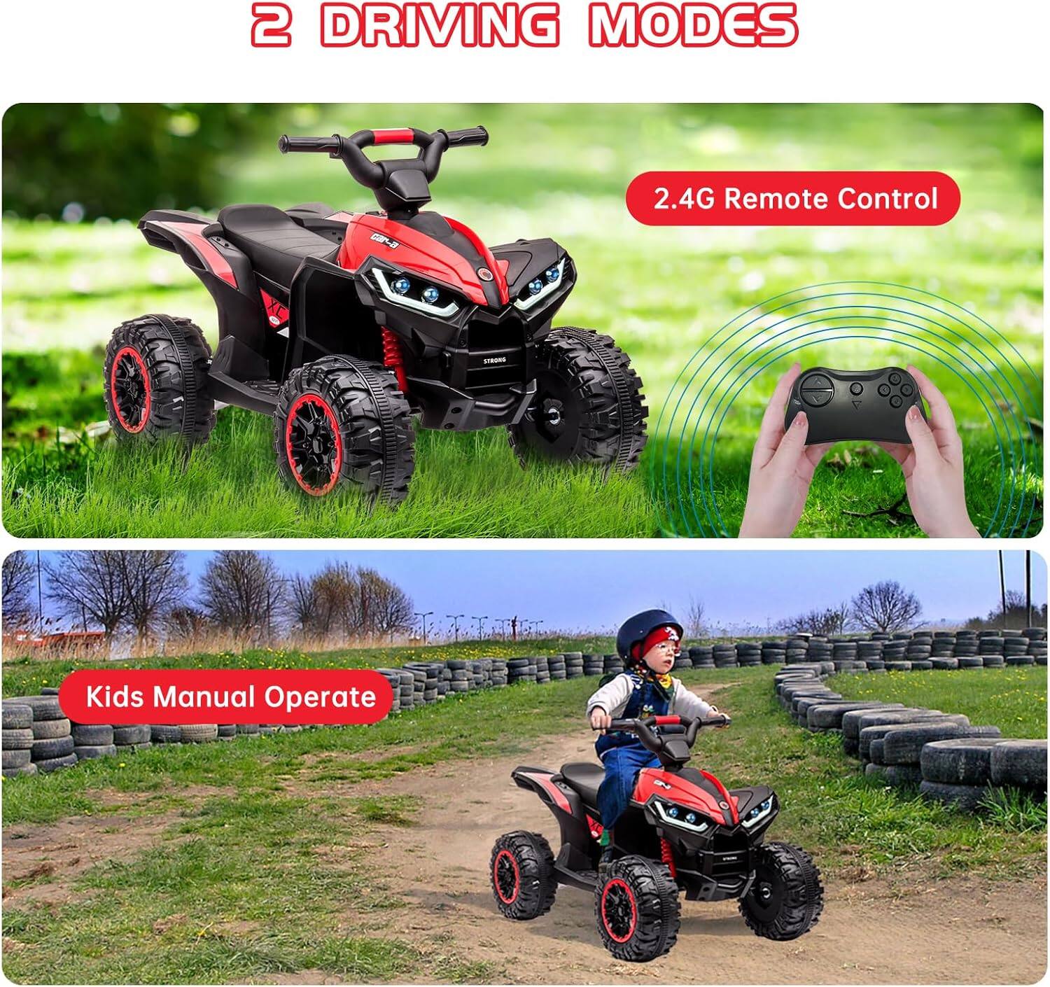 Acekool 12V Kids Electric ATV Quad, 4 Wheel Ride On Car w/Parent Remote ...