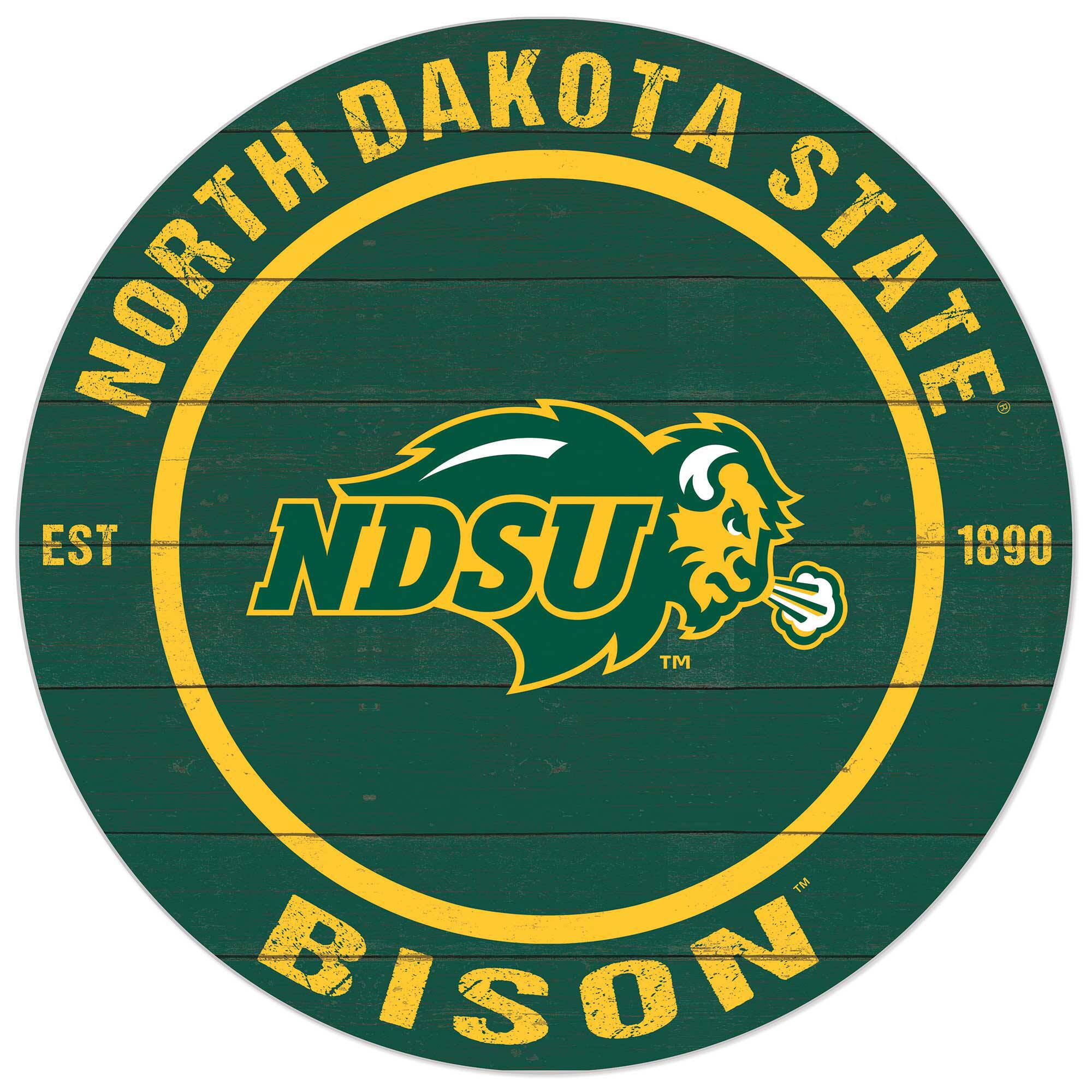 Jardine NDSU Bison 20'' x 20'' Indoor/Outdoor Circle Sign Green 4574421 ...