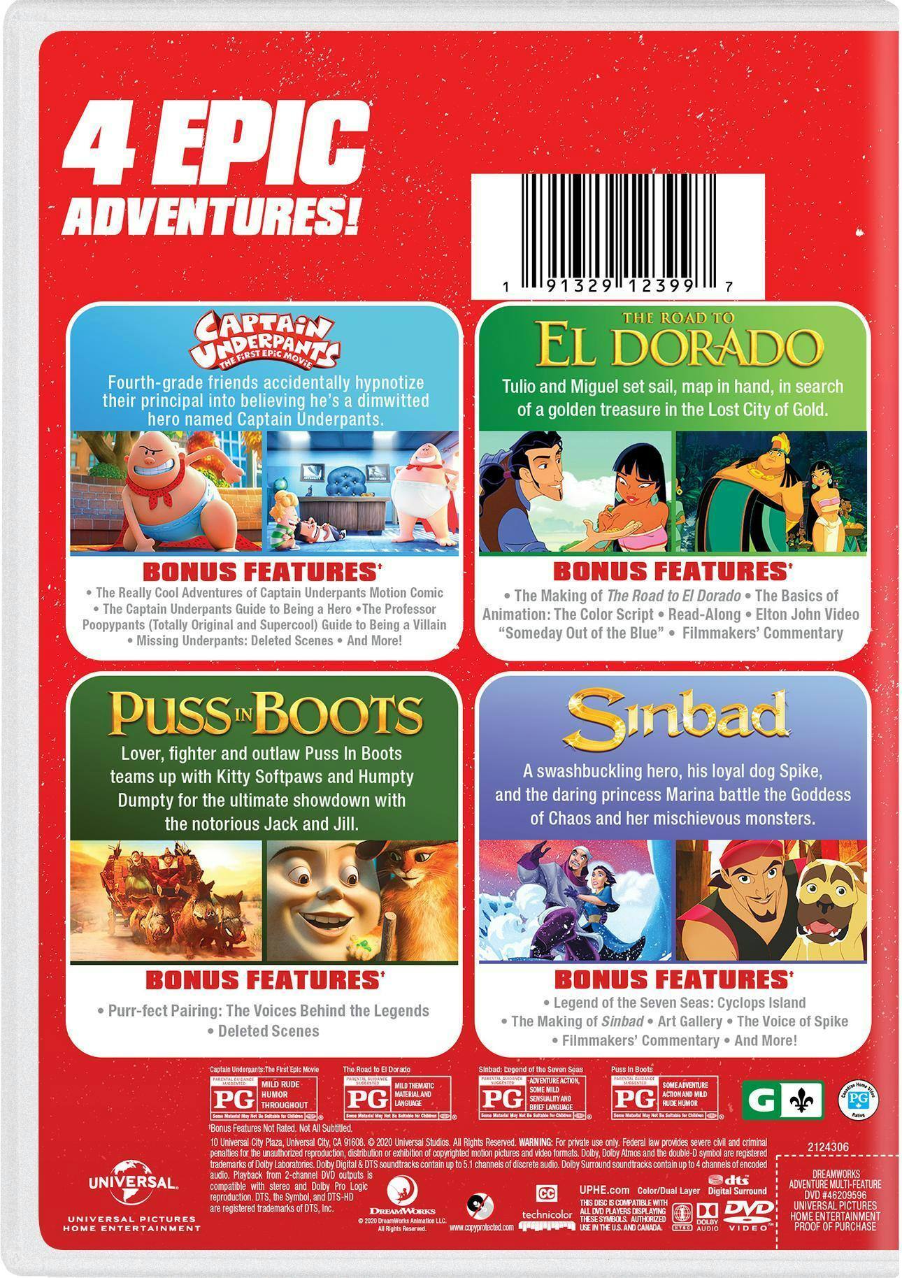 DreamWorks 4 Movie Collection (Captain Underpants: The First Epic Movie ...