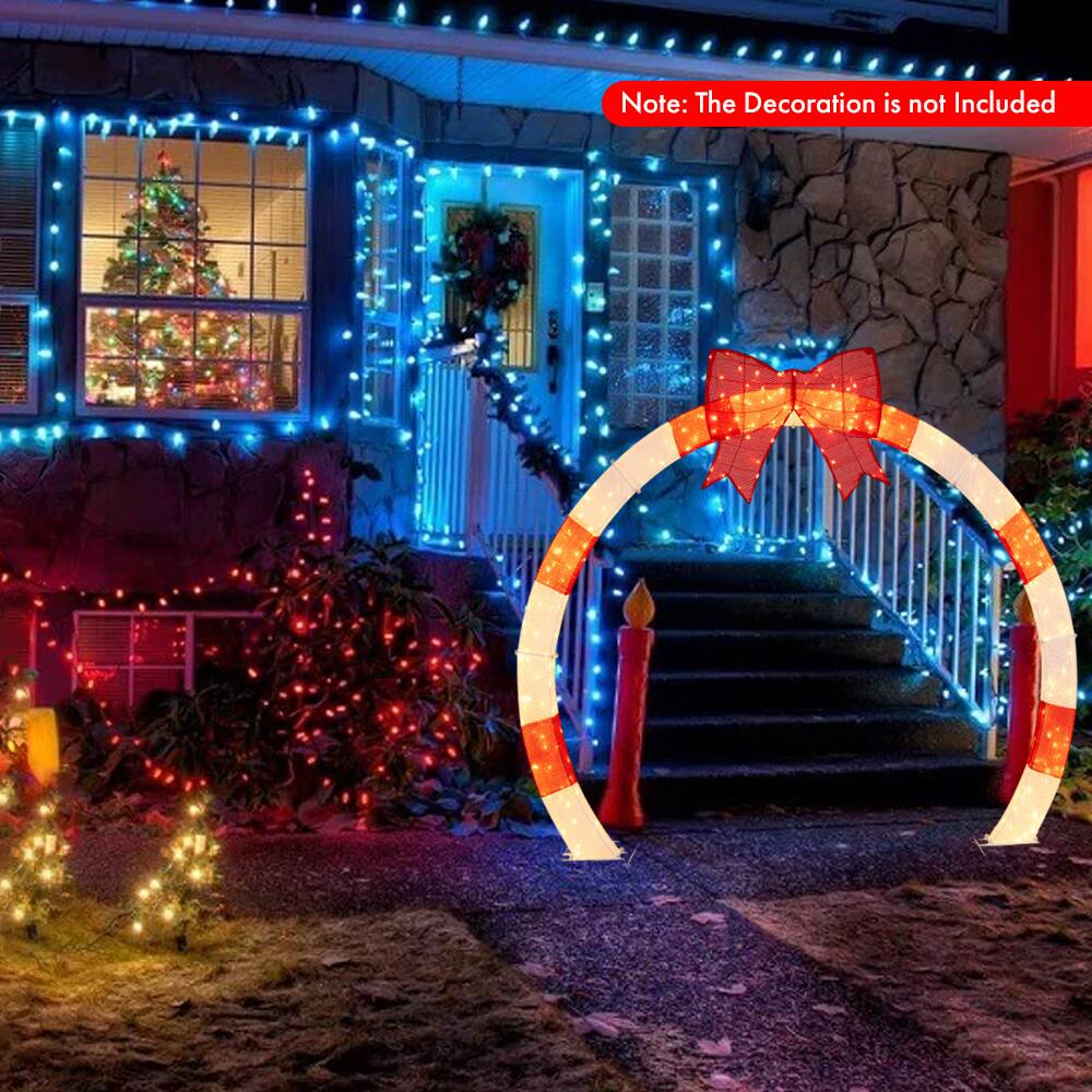 BreeBe 10.4 Foot LED Lighted Christmas Arch with Oversized Festive Bow ...