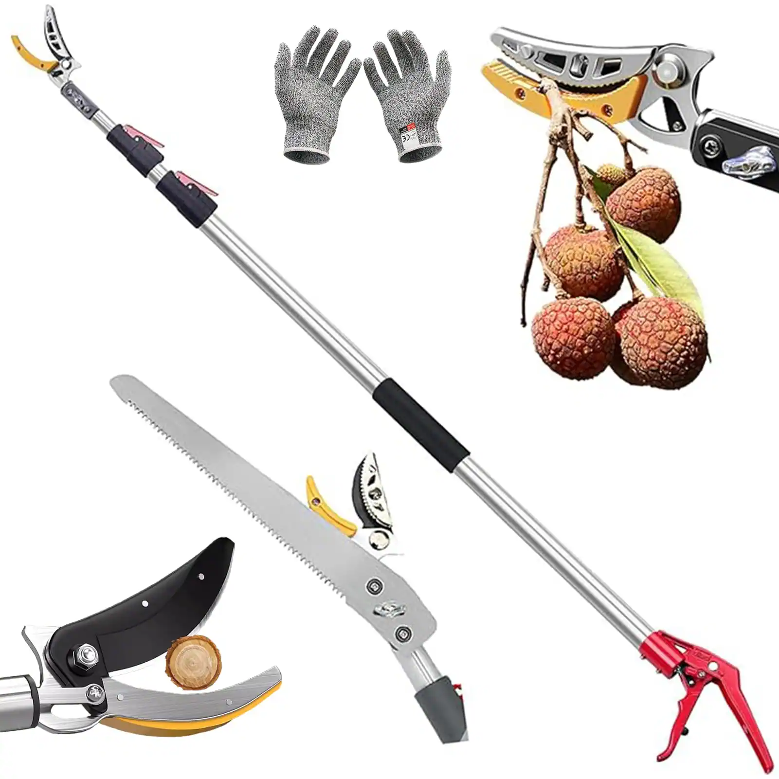 JETRANSPORT Cut And Hold Pruners 4.6 9.8 Ft Long Reach Pole Pruning ...