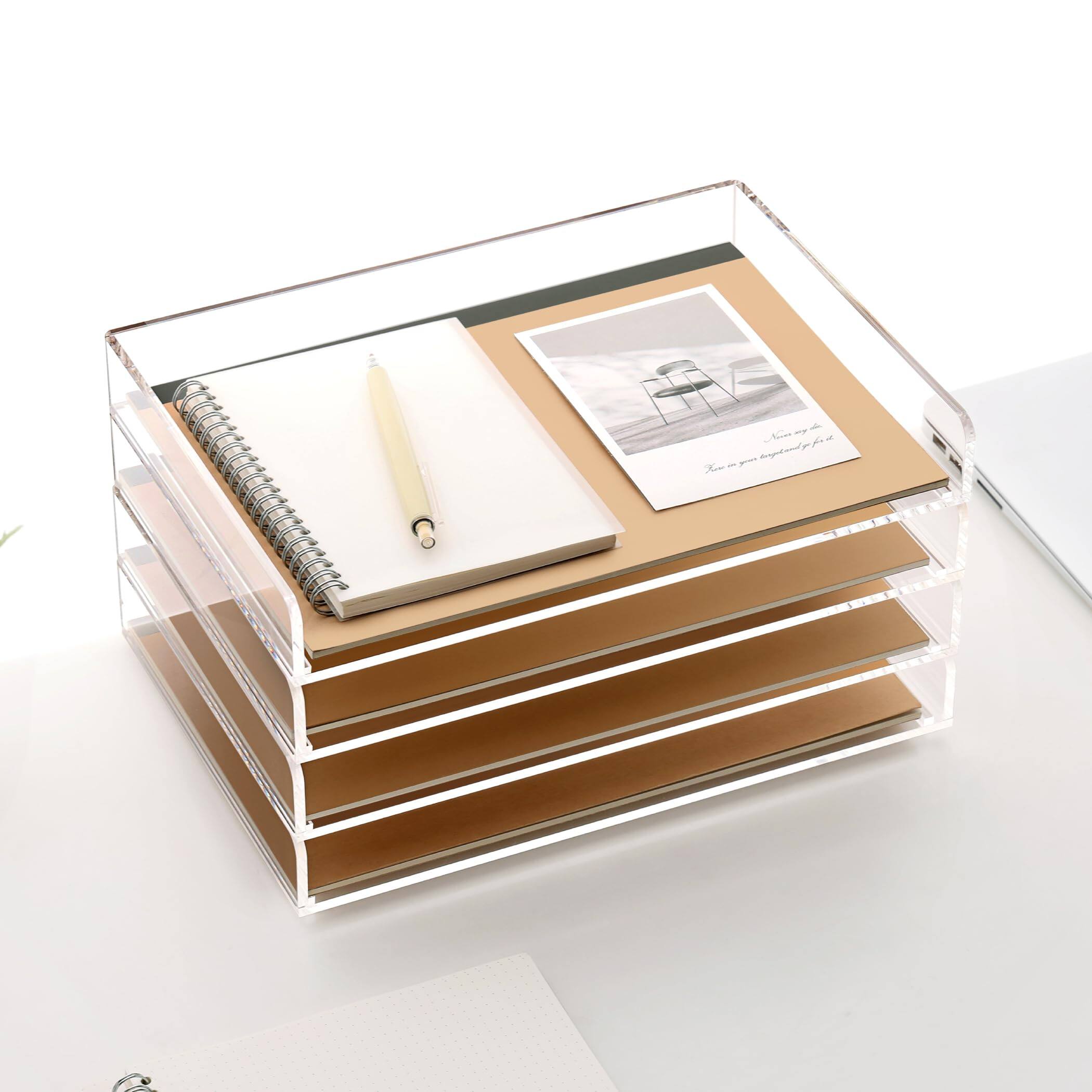 Paradigms Interiors 4 Tier Clear Desk Paper Letter Organizer Trays A4 ...