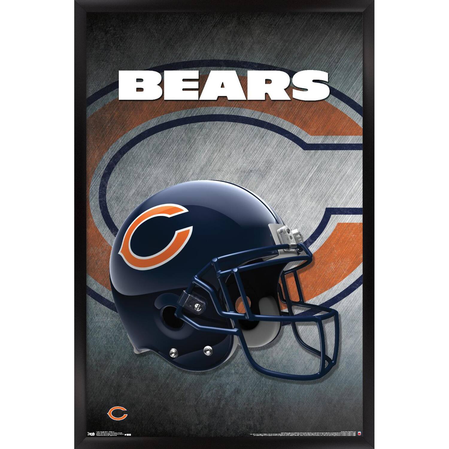 Trends International Chicago Bears 24.25'' x 35.75'' Framed Team Helmet ...