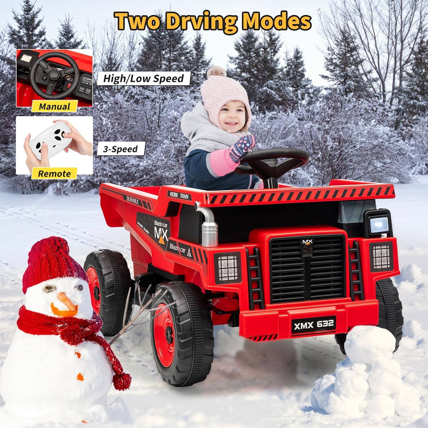 Acekool 12V Kids Ride On Dump Truck with Remote, Electric Dump Bed ...