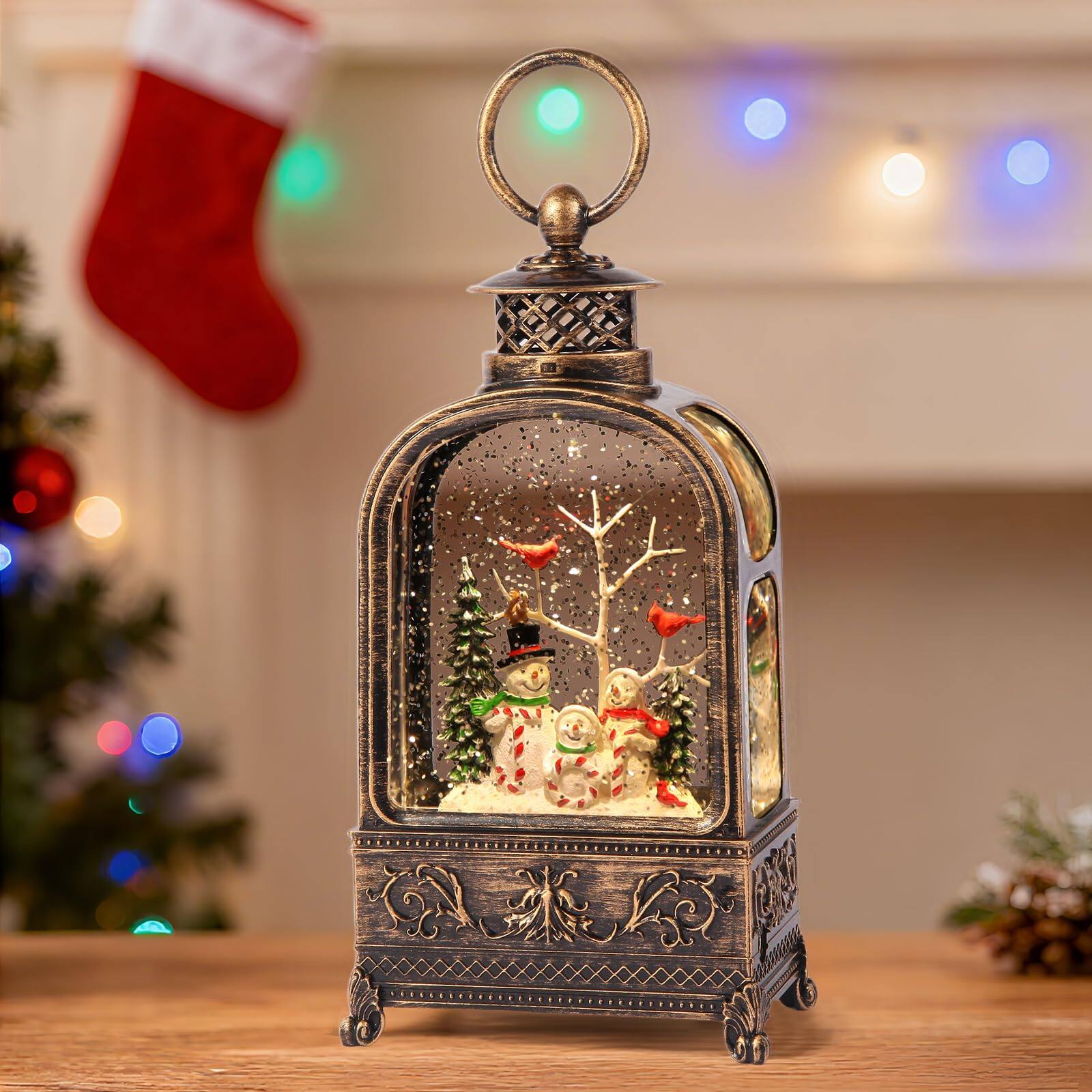 Refined Abode Design Snowmen Snow Globe Christmas 10.usical Lantern ...